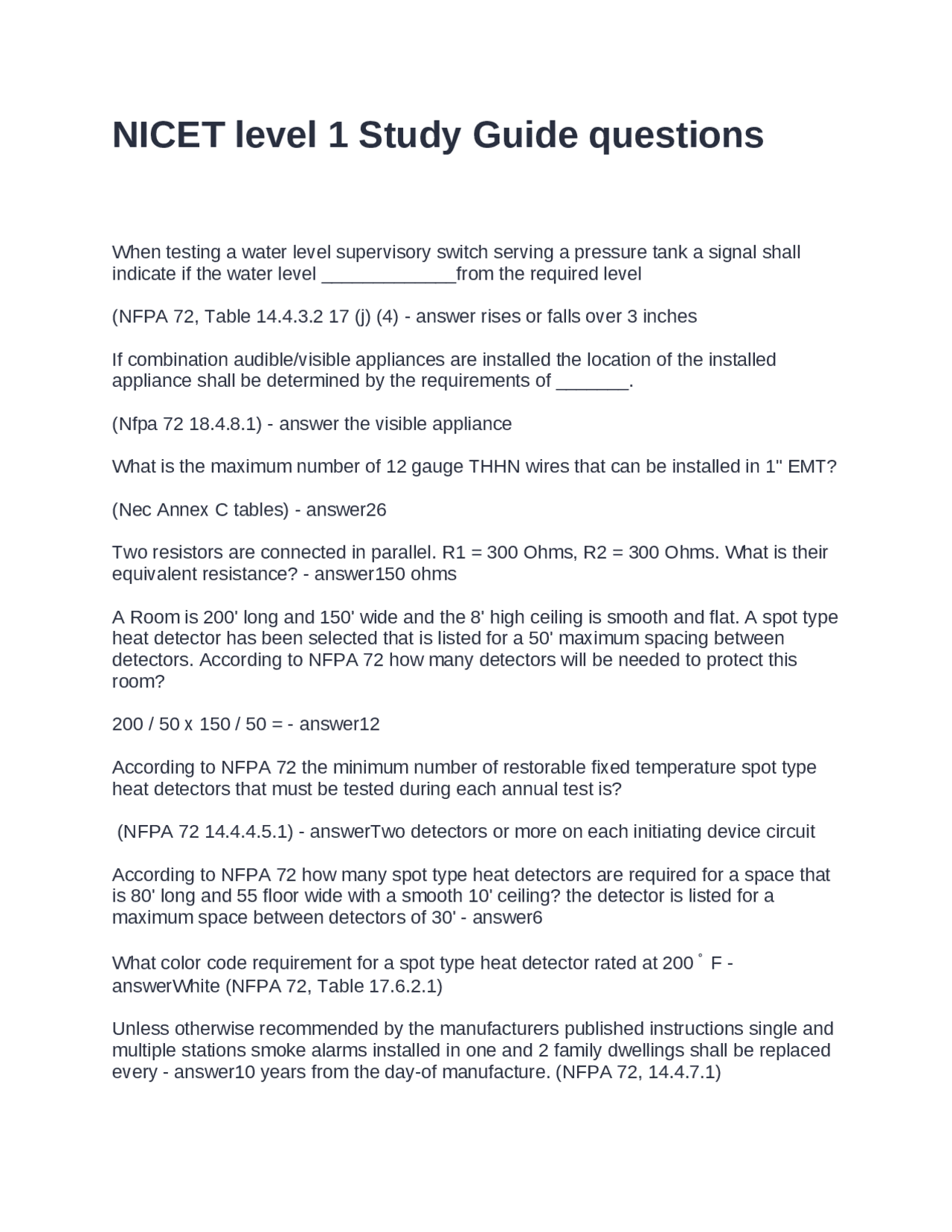 NICET level 1 Study Guide questions and answers 2025 | Exams Advanced ...