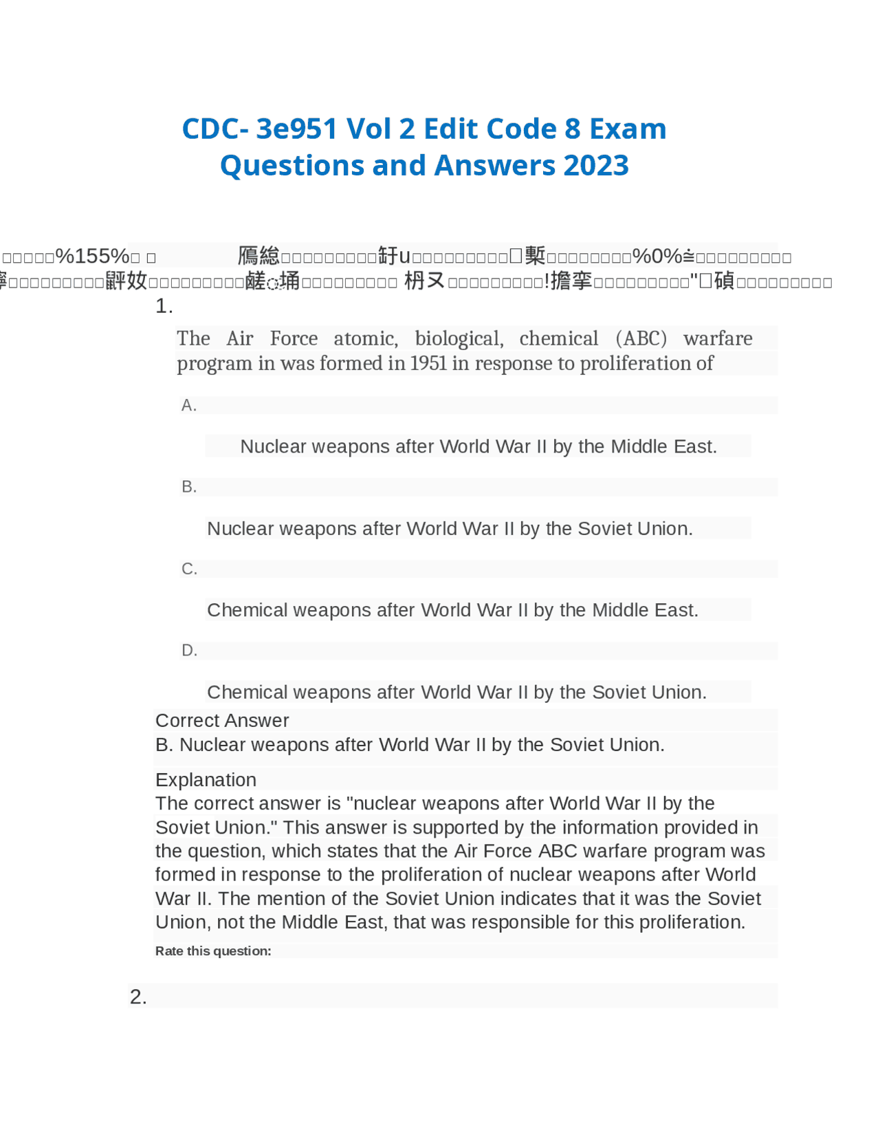 CDC- 3e951 Vol 2 Edit Code 8 Exam Questions and Answers | Exams Nursing ...