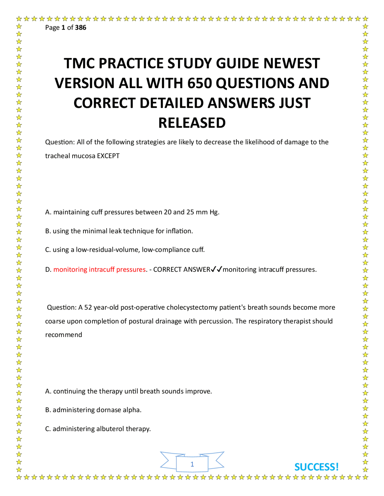 TMC PRACTICE STUDY GUIDE NEWEST VERSION ALL WITH 650 QUESTIONS AND ...