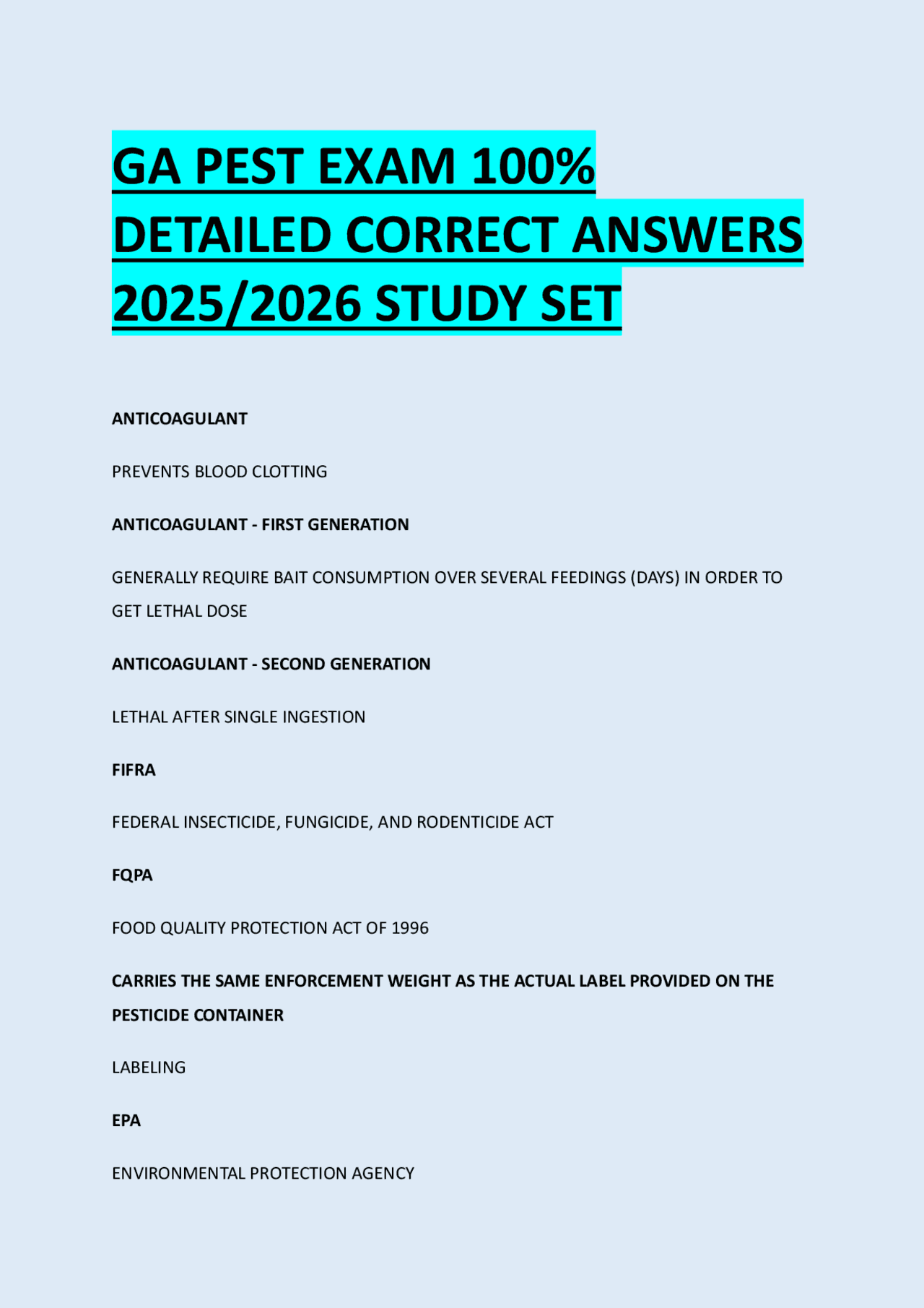 GA PEST EXAM 100% DETAILED CORRECT ANSWERS 2025/2026 STUDY SET | Exams ...
