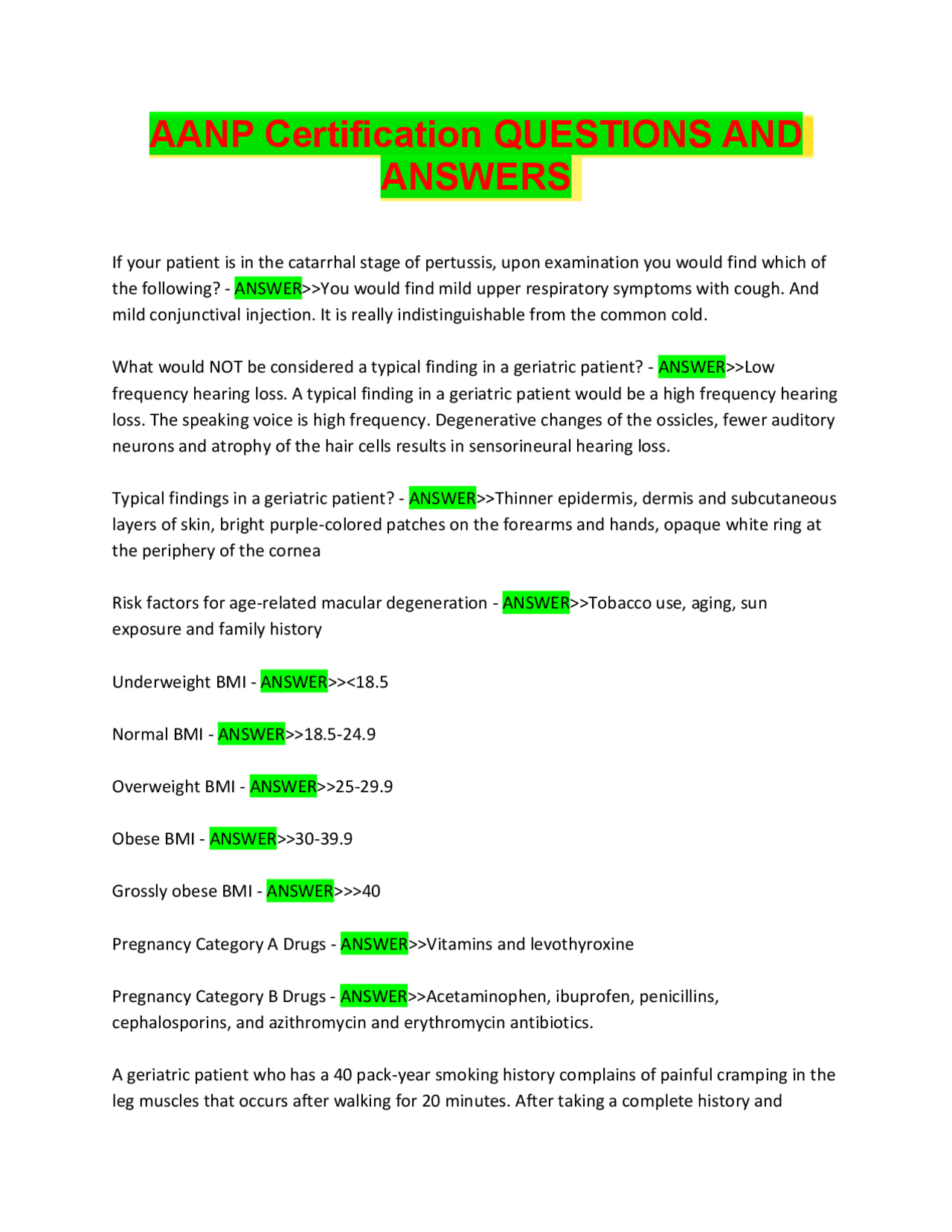 AANP Certification Review: Geriatric and Adult Cases | Exams Nursing ...