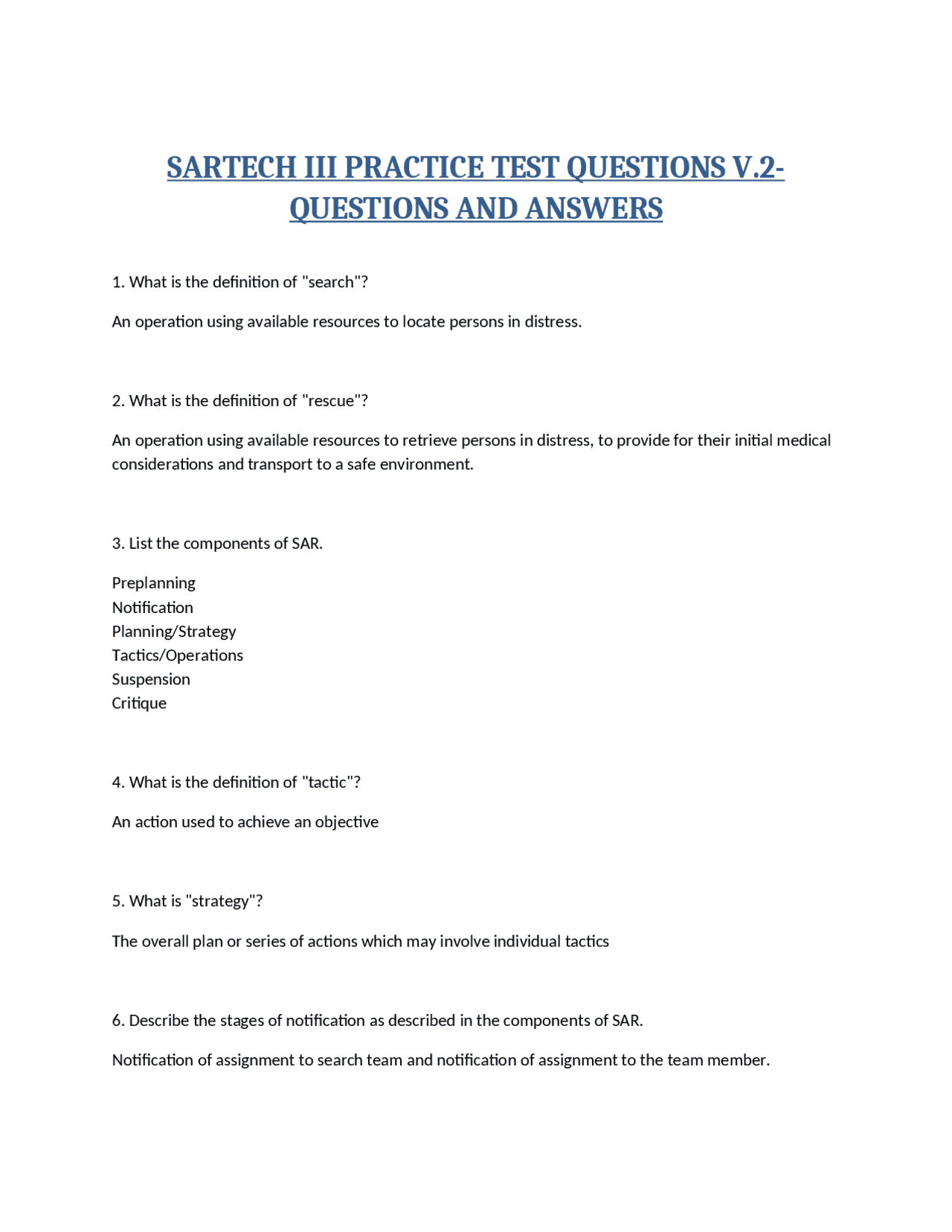SARTECH III PRACTICE TEST QUESTIONS V.2- QUESTIONS AND ANSWERS | Exams ...