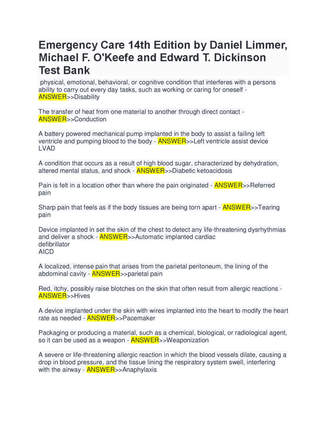 Emergency Care 14th Edition by Daniel Limmer, Michael F. O'Keefe and ...