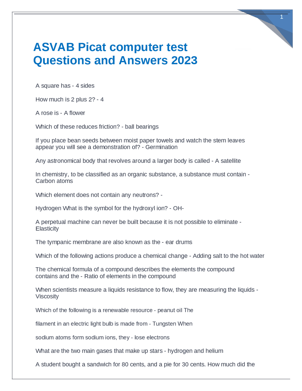 ASVAB Prep: Practice Questions and Answers for 2023 | Exams Nursing ...