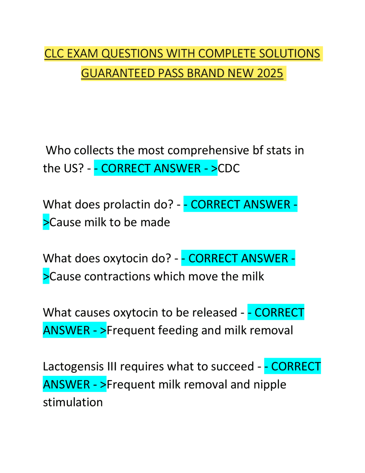 CLC EXAM QUESTIONS WITH COMPLETE SOLUTIONS GUARANTEED PASS BRAND NEW ...