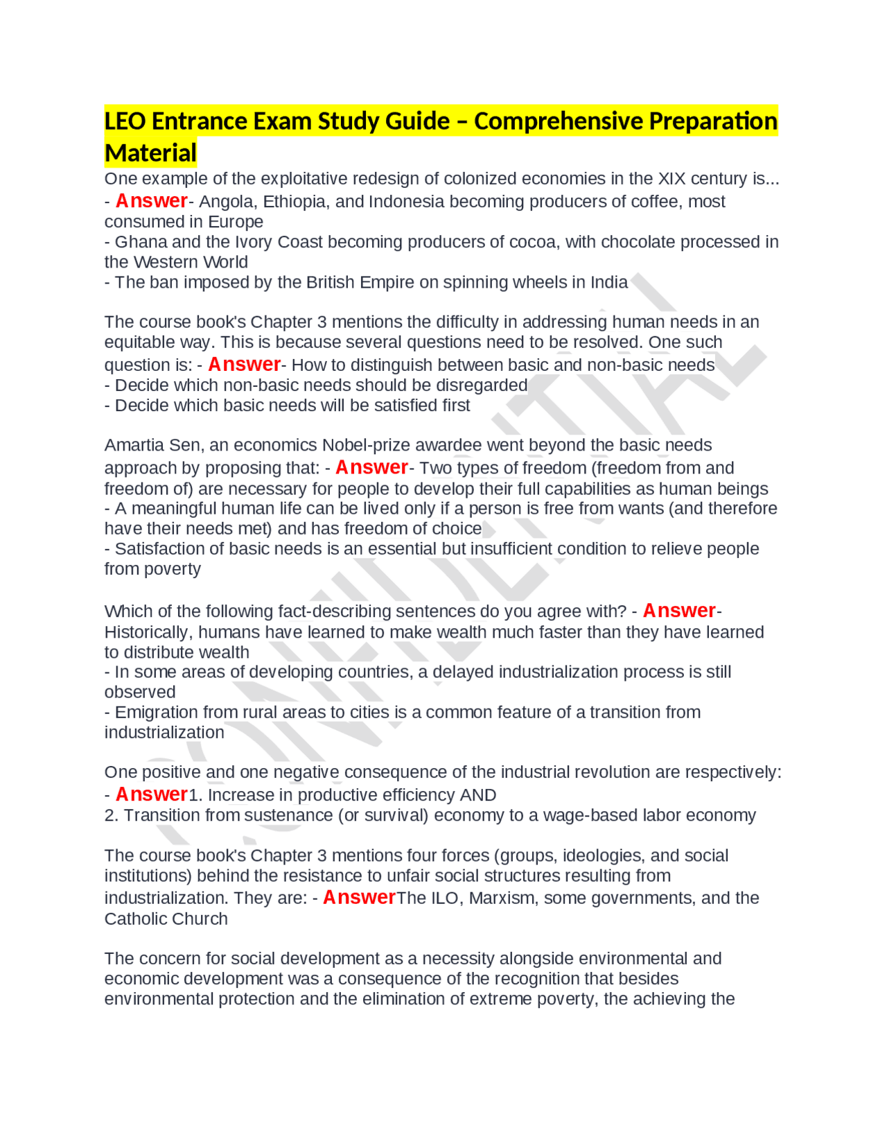 LEO Entrance Exam Study Guide – Comprehensive Preparation Material ...