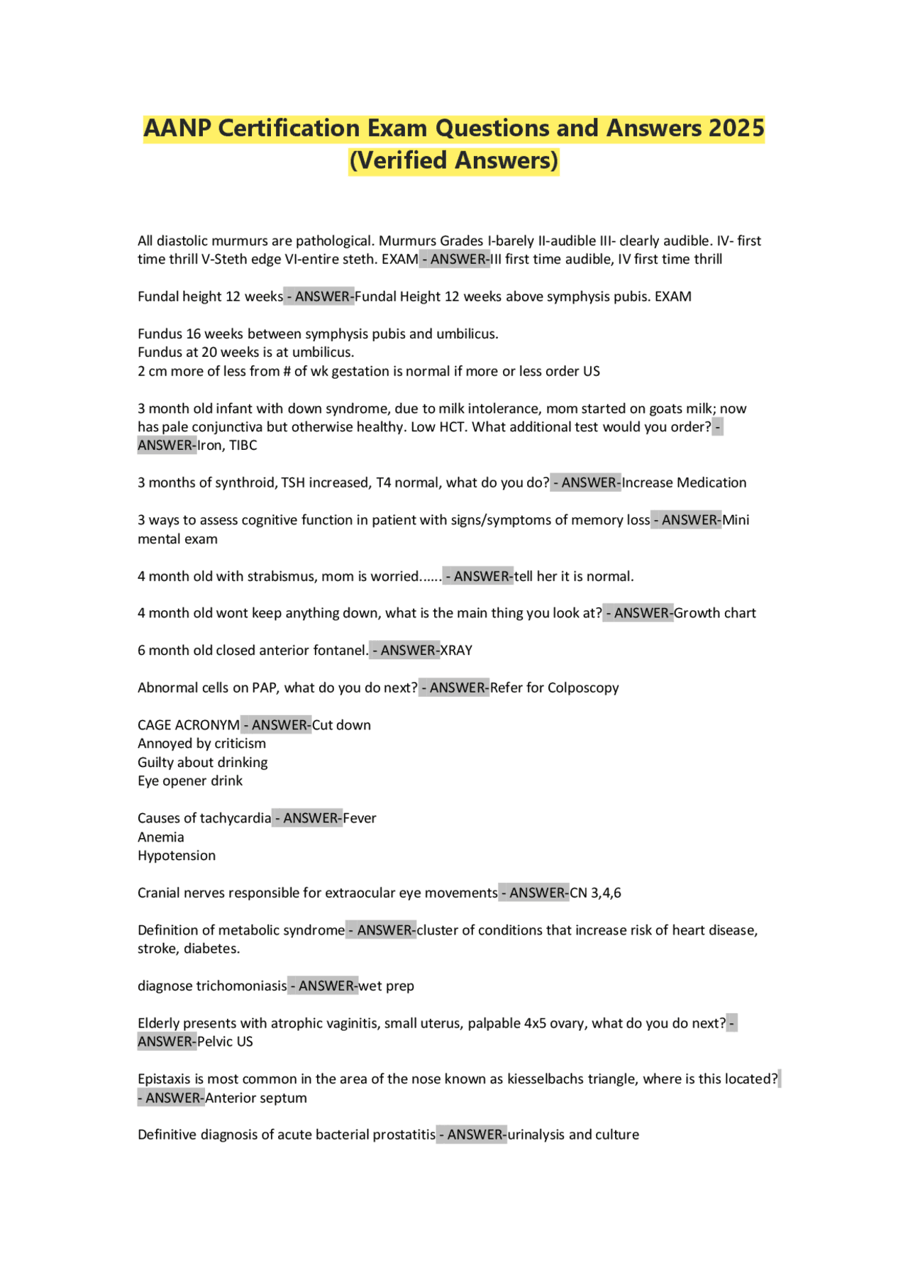 AANP Certification Exam Questions and Answers: A Comprehensive Review ...