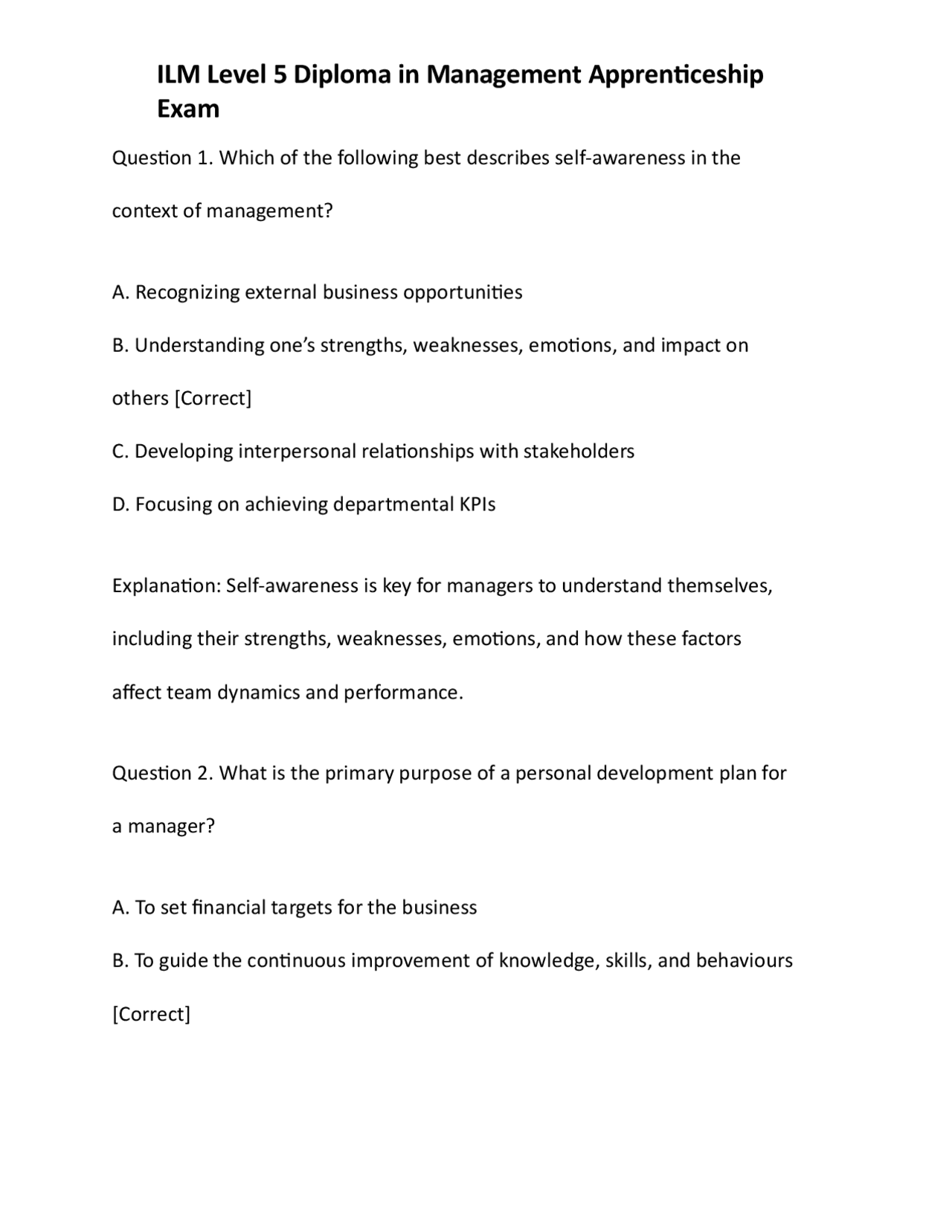 ILM Level 5 Diploma in Management Apprenticeship Exam | Exams ...