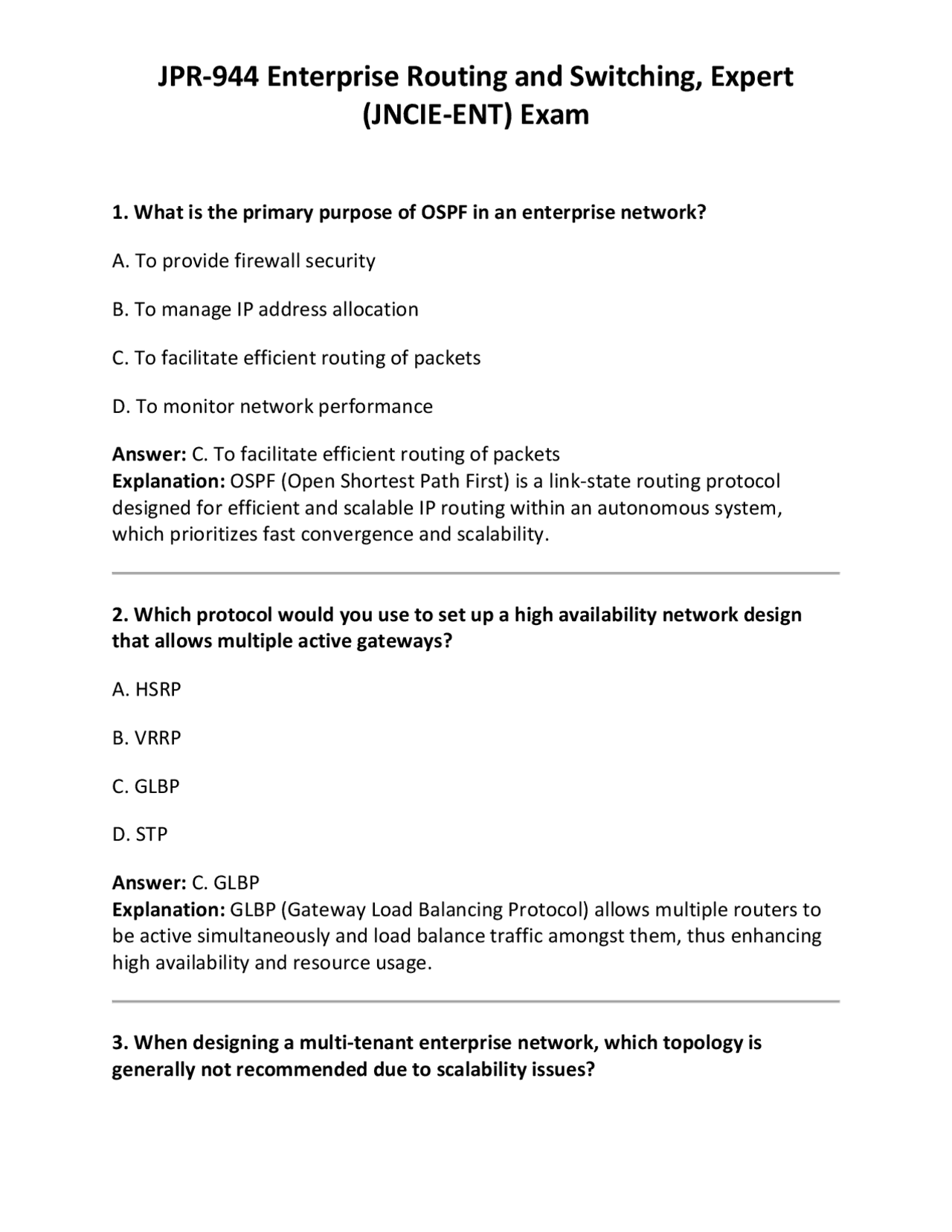 JPR-944 Enterprise Routing and Switching, Expert (JNCIE-ENT) Exam ...