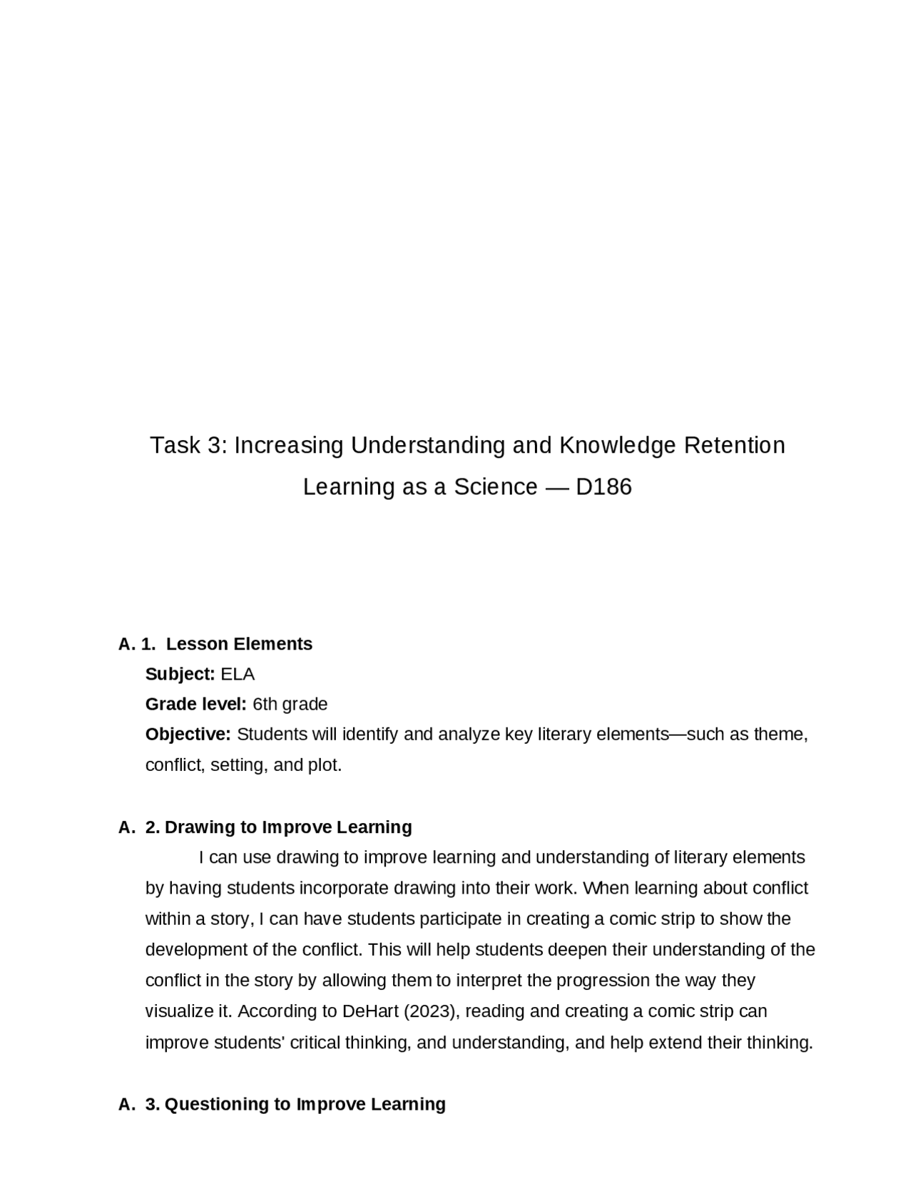 Task 3: Increasing Understanding and Knowledge Retention Le | Thesis Accounting | Docsity