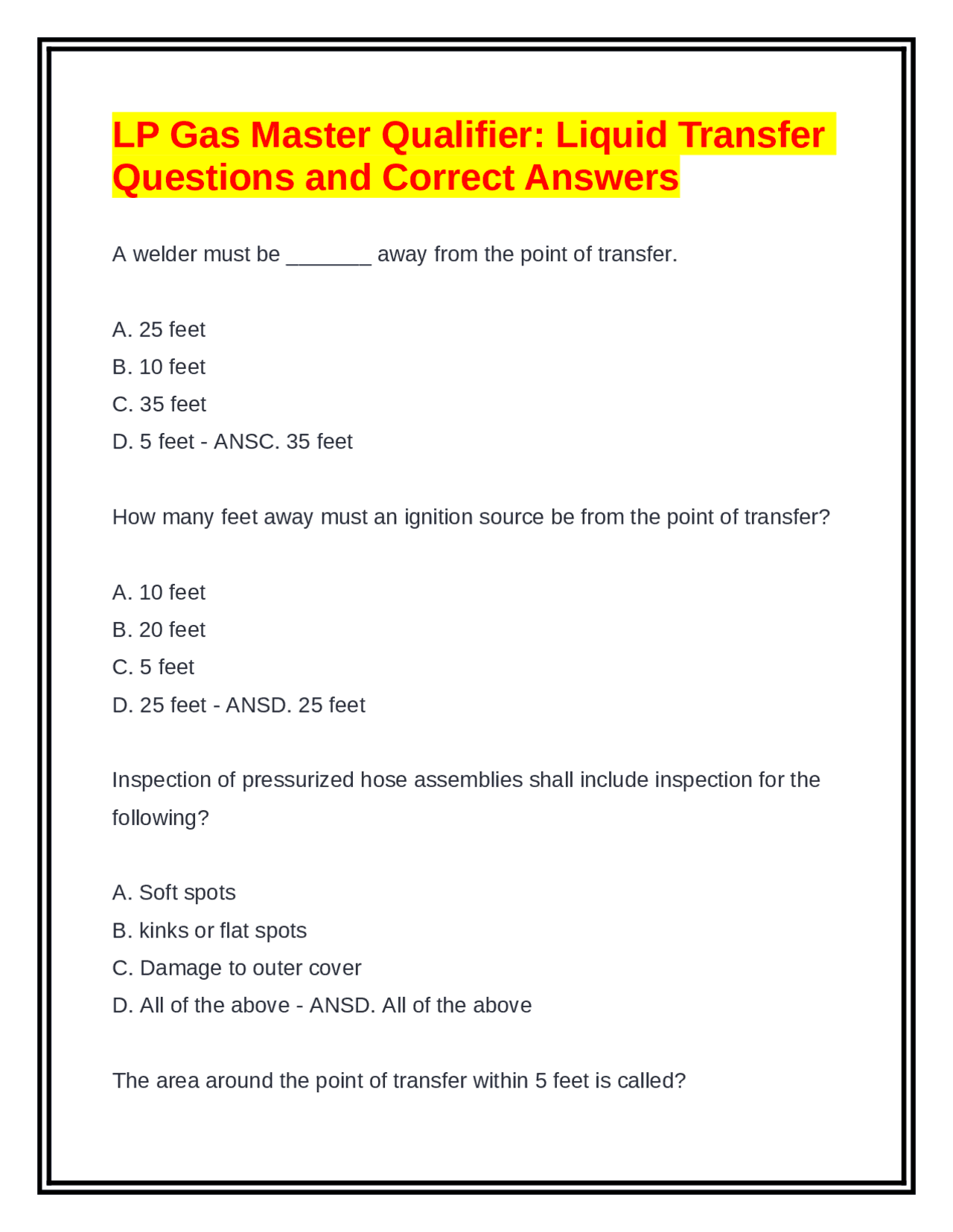 LP Gas Safety: Multiple Choice Questions and Answers for Master ...