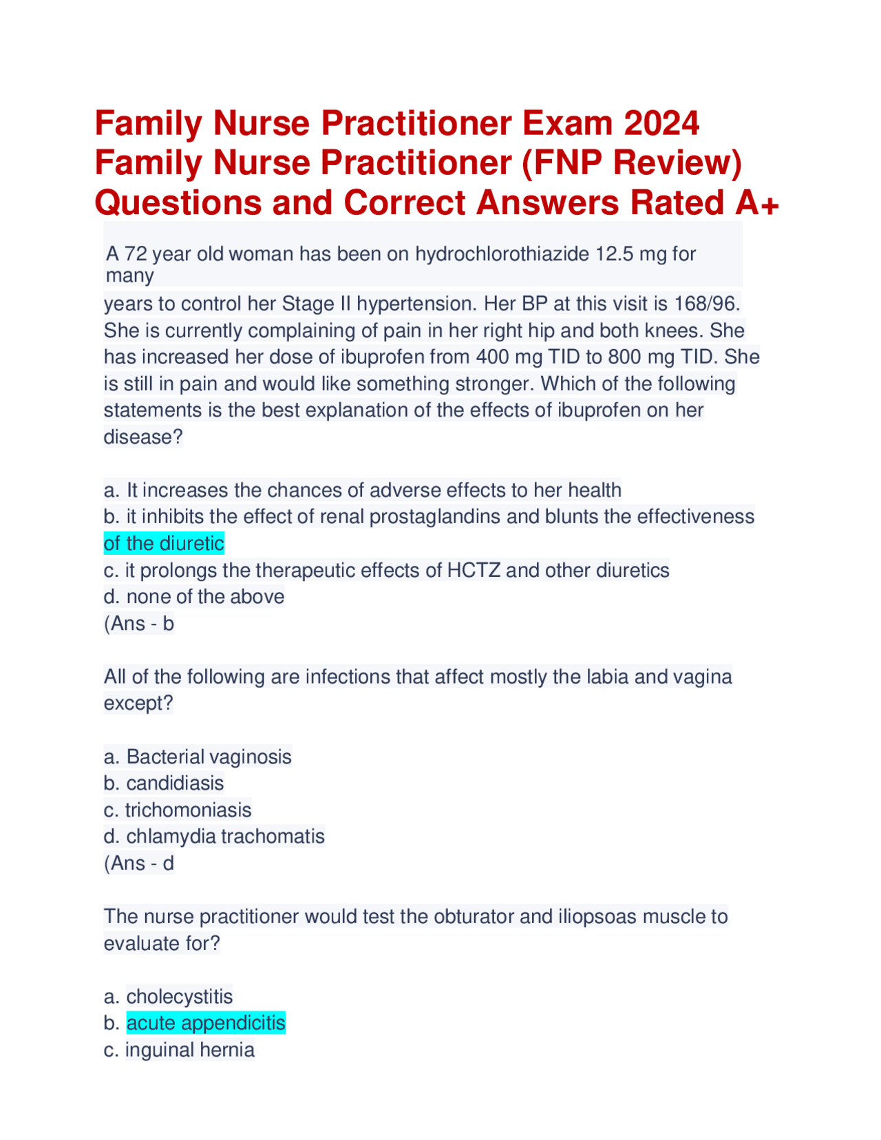 Family Nurse Practitioner Exam 2024 Family Nurse Practitioner (FNP ...