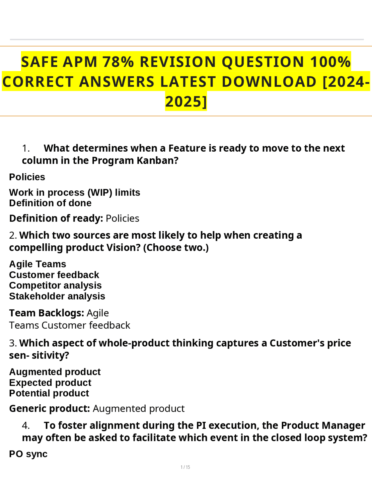 SAFE APM 78% REVISION QUESTION 100% CORRECT ANSWERS LATEST DOWNLOAD ...