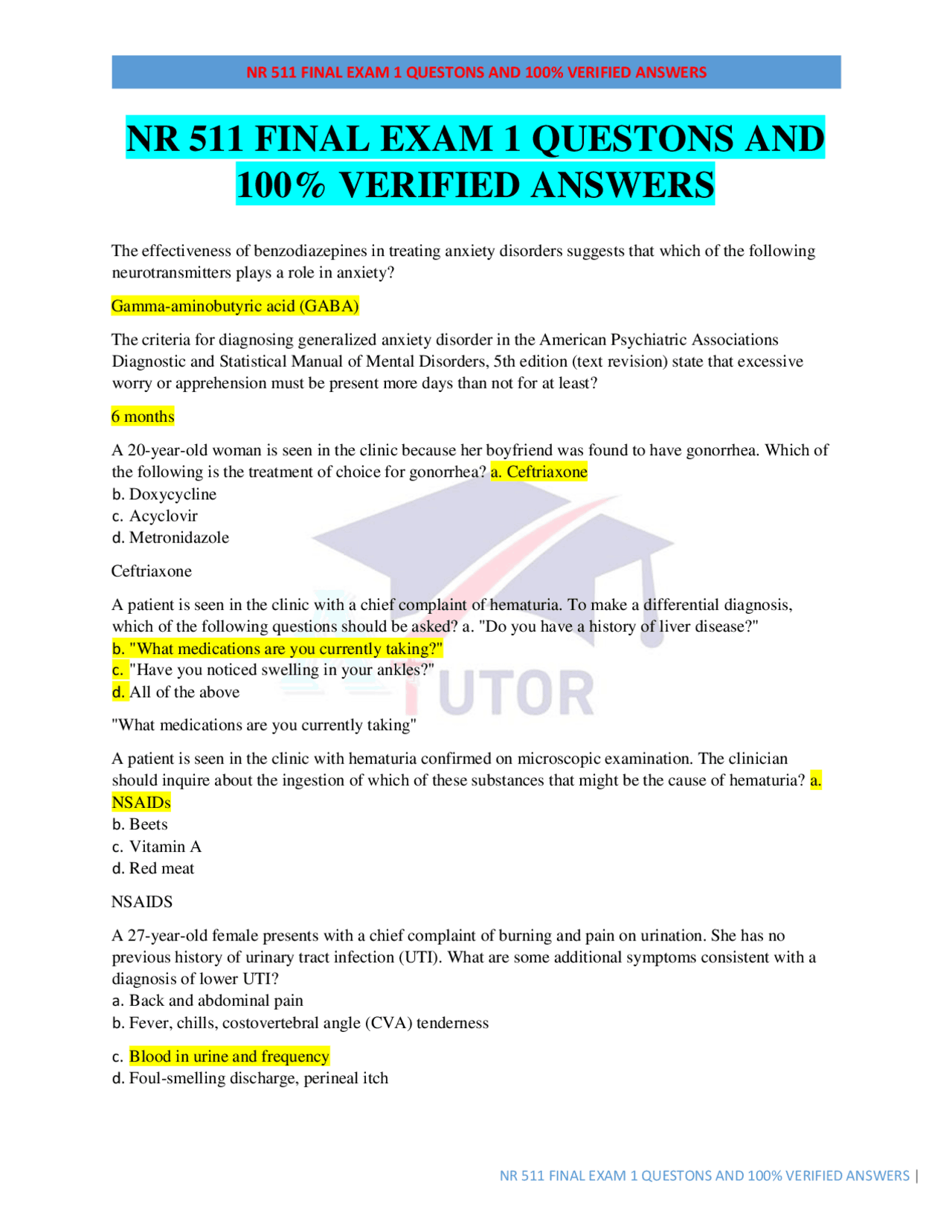 NR 511 FINAL EXAM 1 QUESTONS AND 100% VERIFIED ANSWERS.pdf | Exams ...
