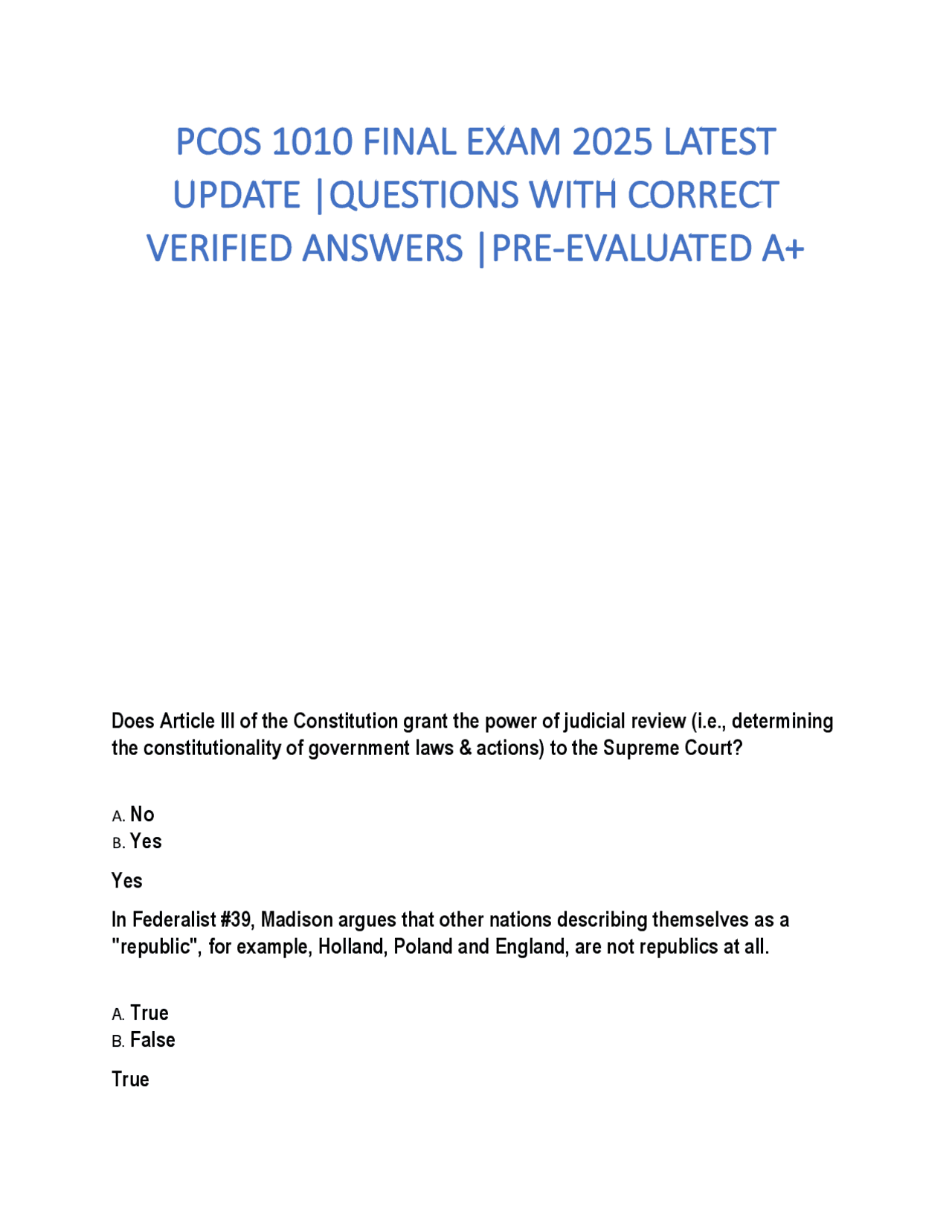 PCOS 1010 FINAL EXAM 2025 LATEST UPDATE |QUESTIONS WITH CORRECT ...