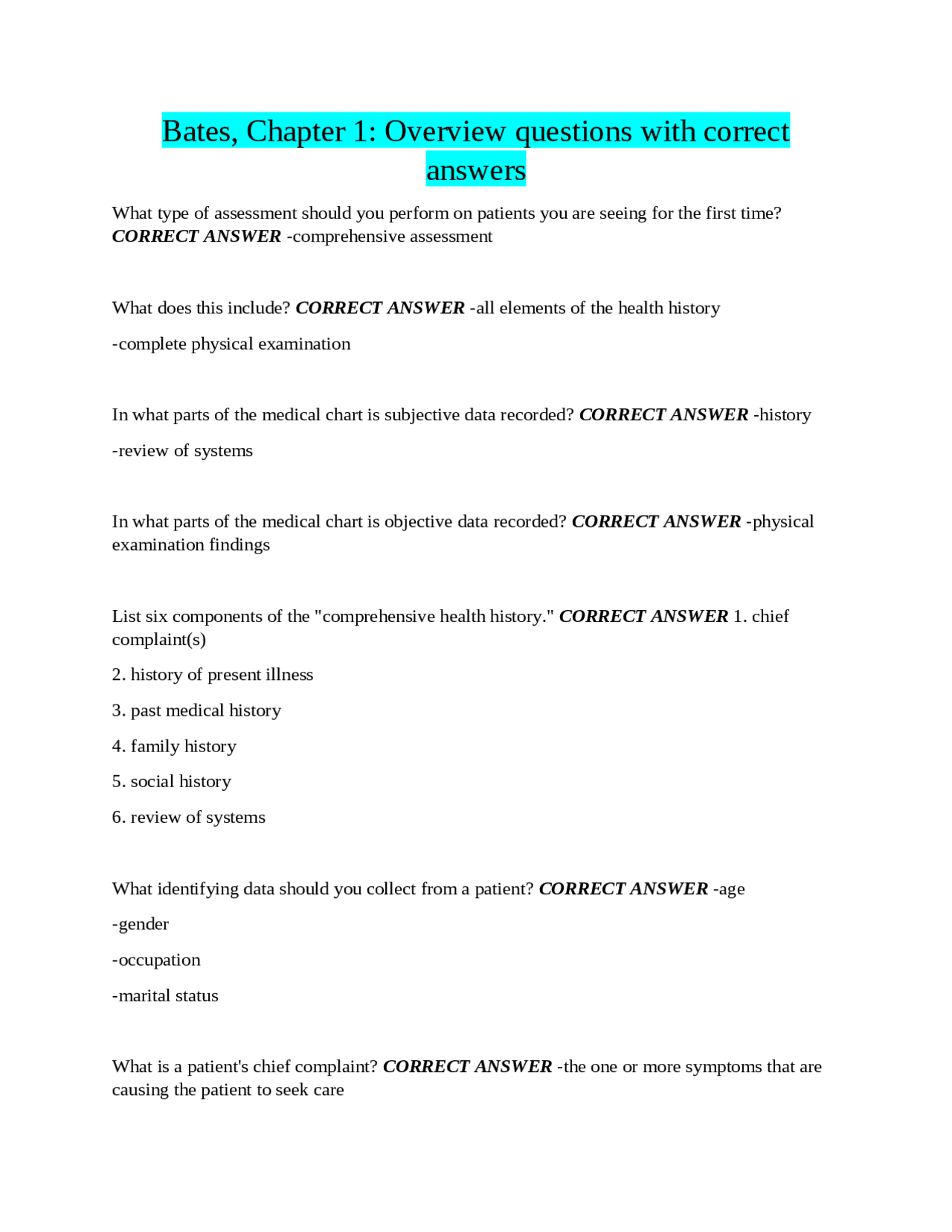 Comprehensive Patient Assessment: A Guide to Medical Charting and ...