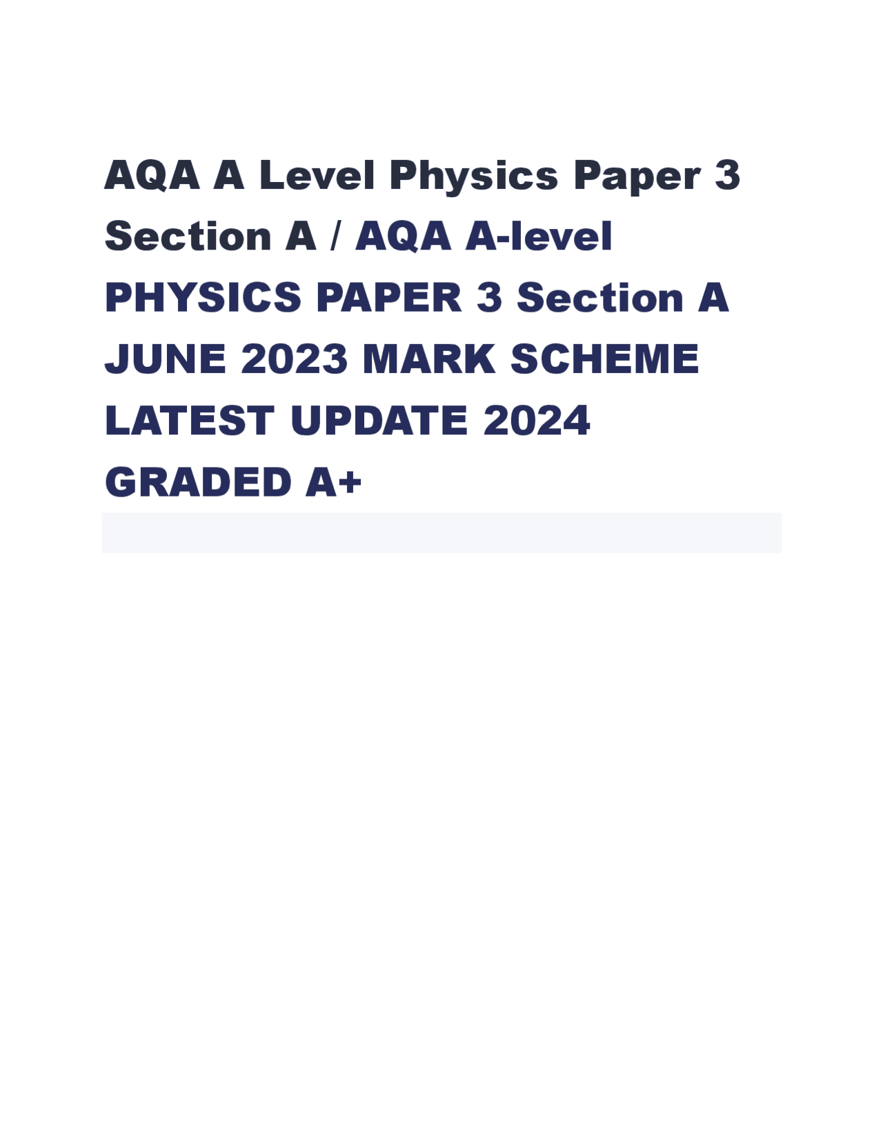AQA A Level Physics Paper 3 Section A / AQA A-level PHYSICS PAPER 3 ...