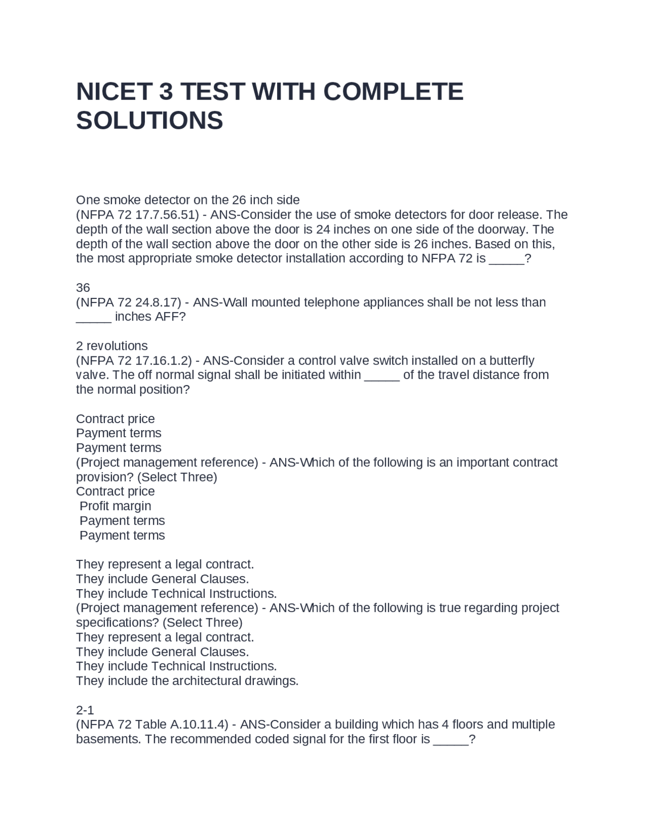 NICET Level III – Fire Alarm Systems | Practice Exam with Solutions ...