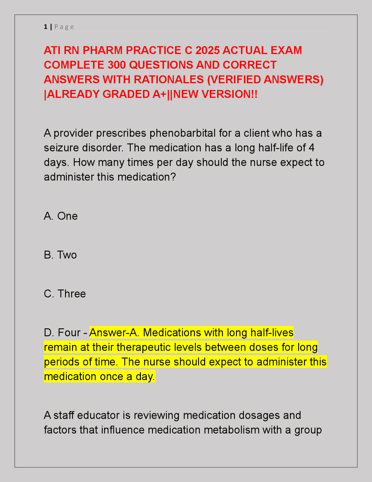 Nursing Pharmacology Practice Exam: 300 Questions & Answers with ...