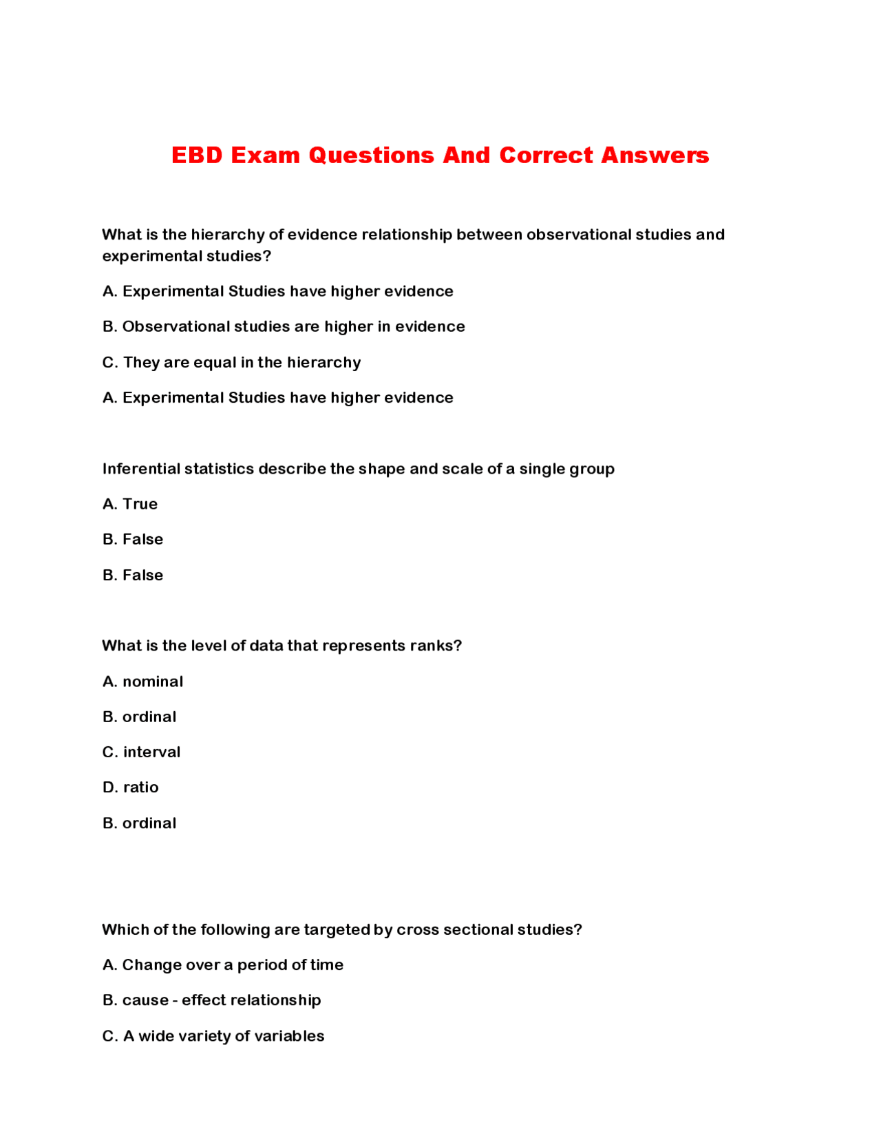 EBD Exam Questions and Answers: A Comprehensive Guide to Evidence-Based ...