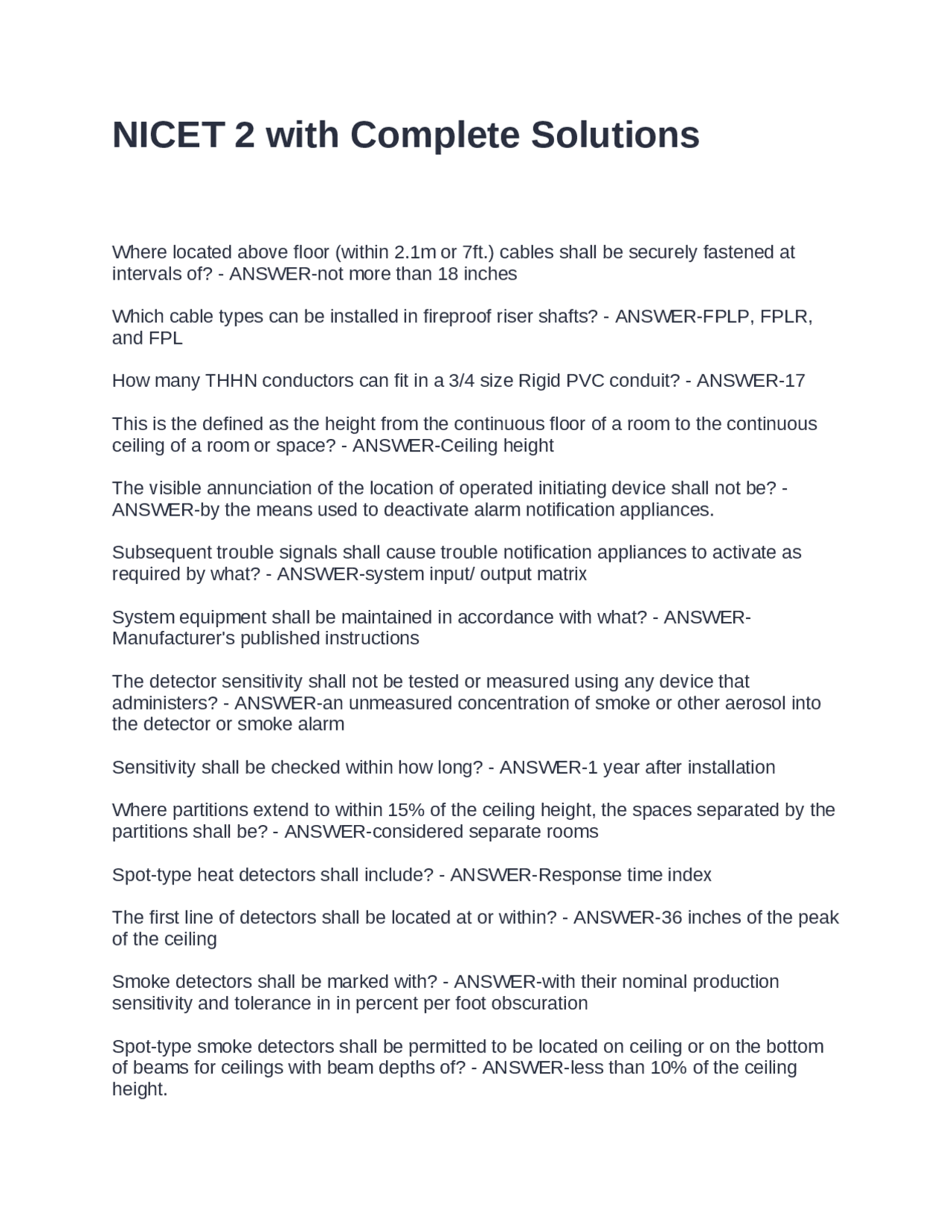 NICET Level II Fire Alarm Systems – Complete Exam Q&A with Solutions ...