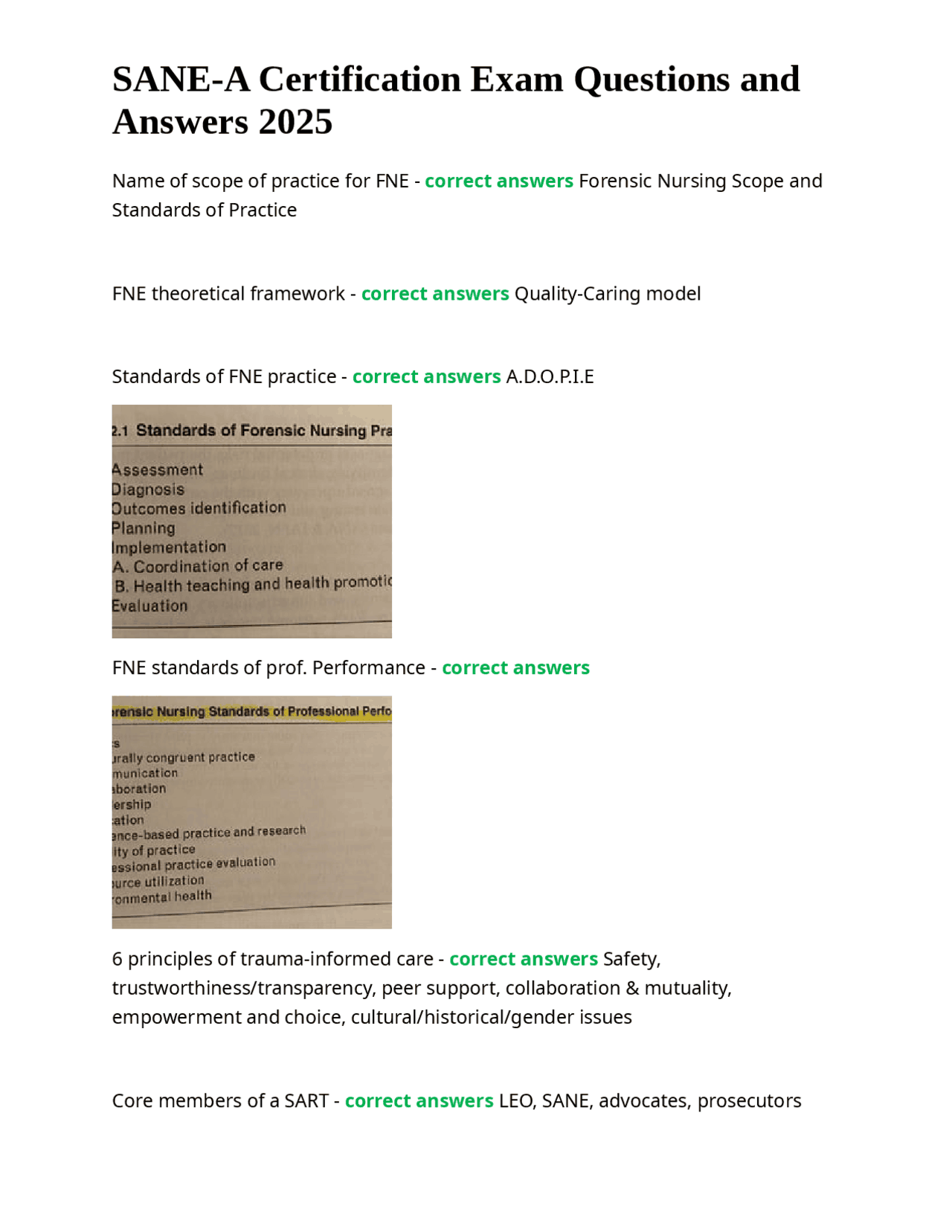 SANE-A Certification Exam Questions and Answers: A Comprehensive Guide ...