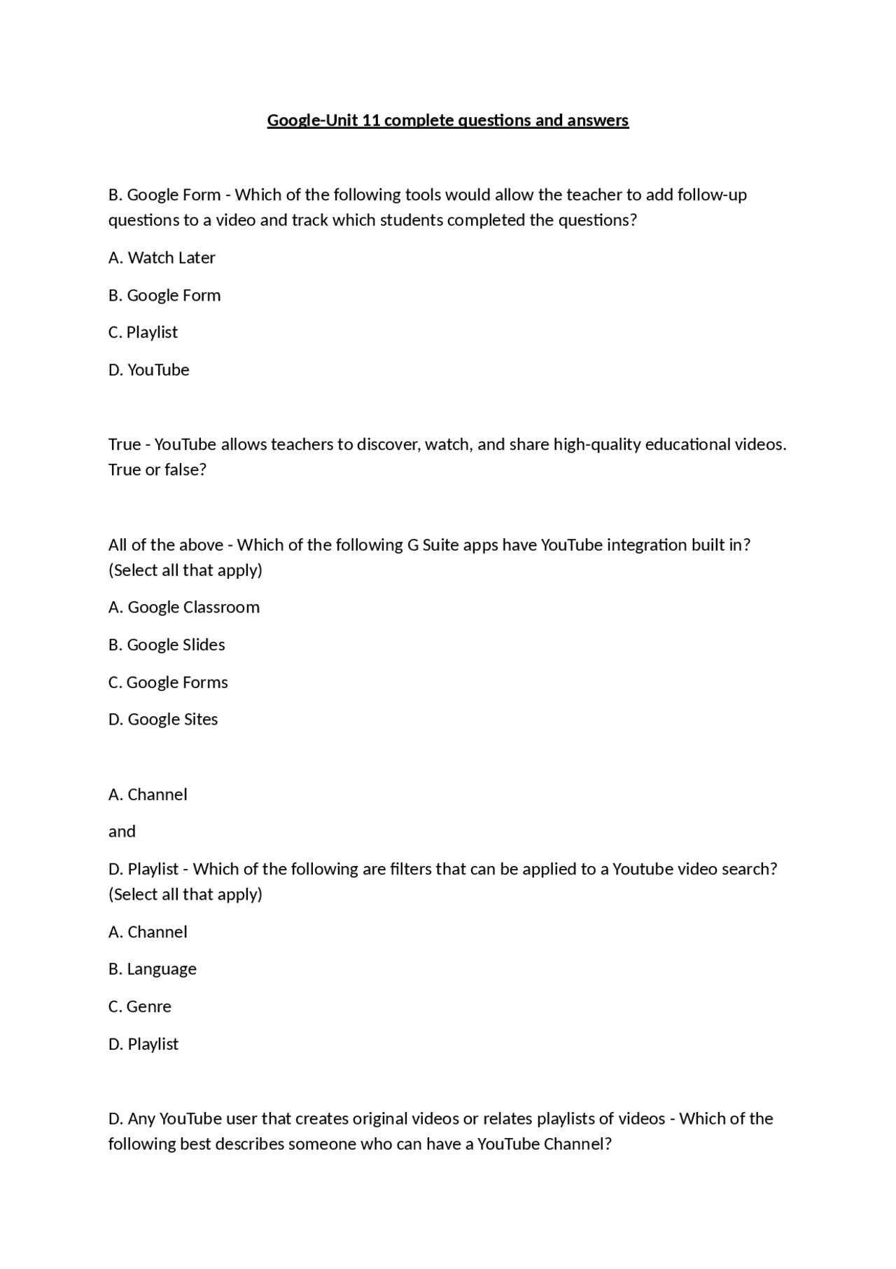 Google-Unit 11 complete questions and answers | Exams Advanced ...