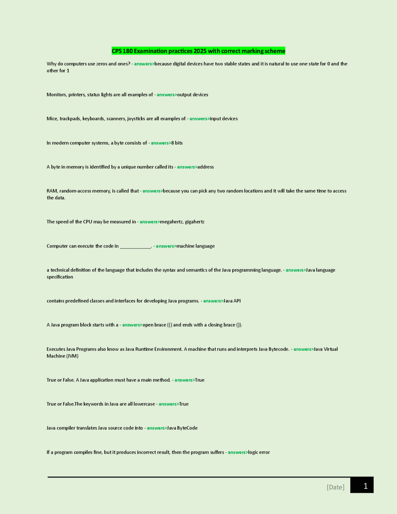 CPS 180 Examination practices 2025 with correct marking scheme | Exams ...