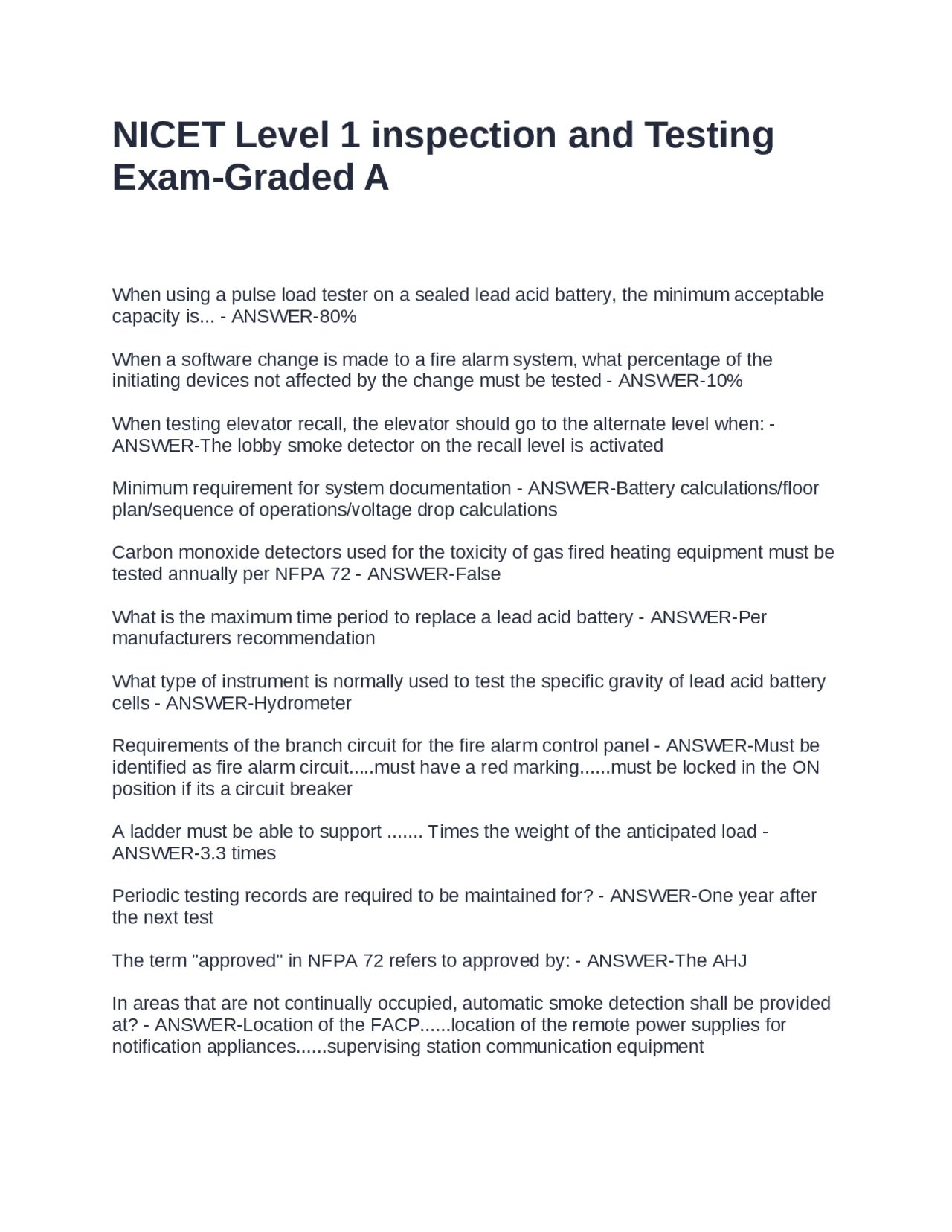 NICET Level 1 Inspection and Testing Exam |NICET|USA| Complete Practice ...