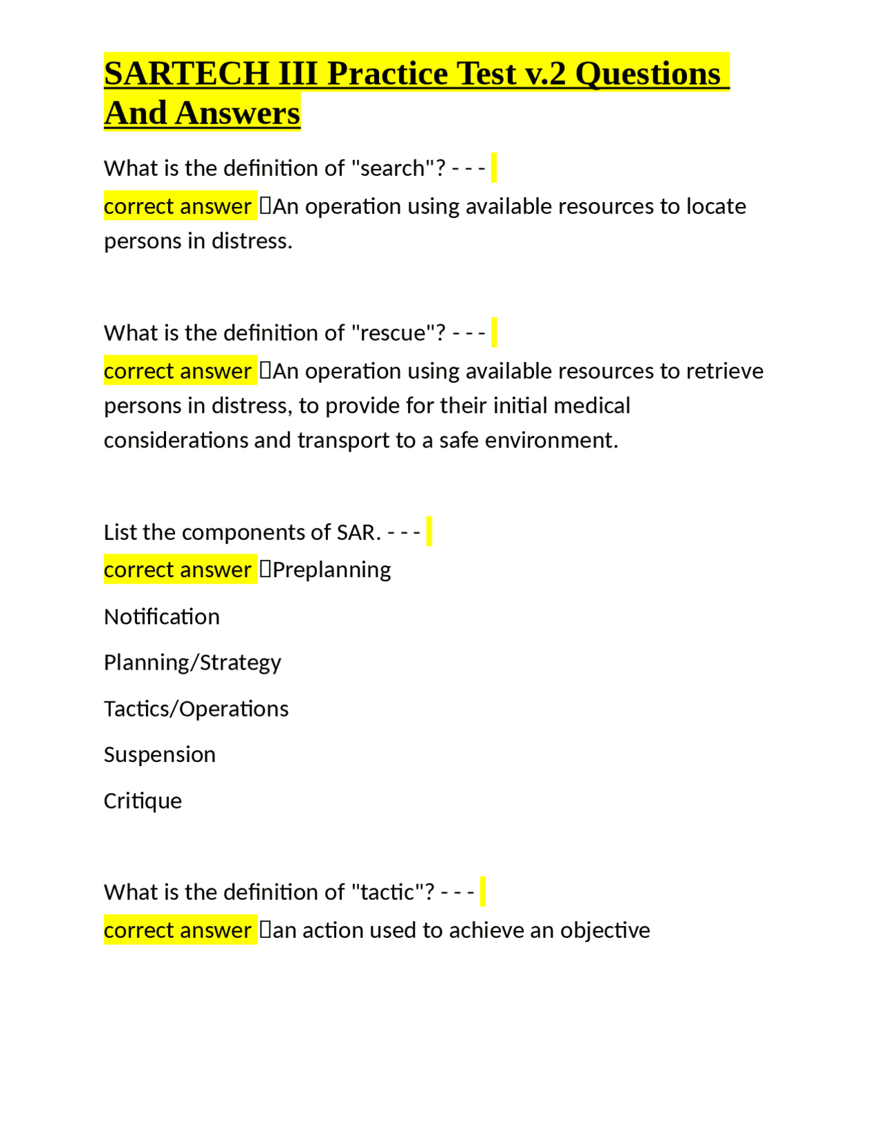 SARTECH III Practice Test v.2 Questions And Answers | Exams Information ...