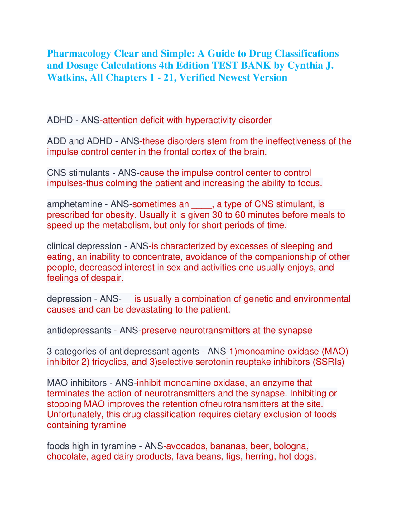 Pharmacology Clear and Simple: A Guide to Drug Classifications and ...