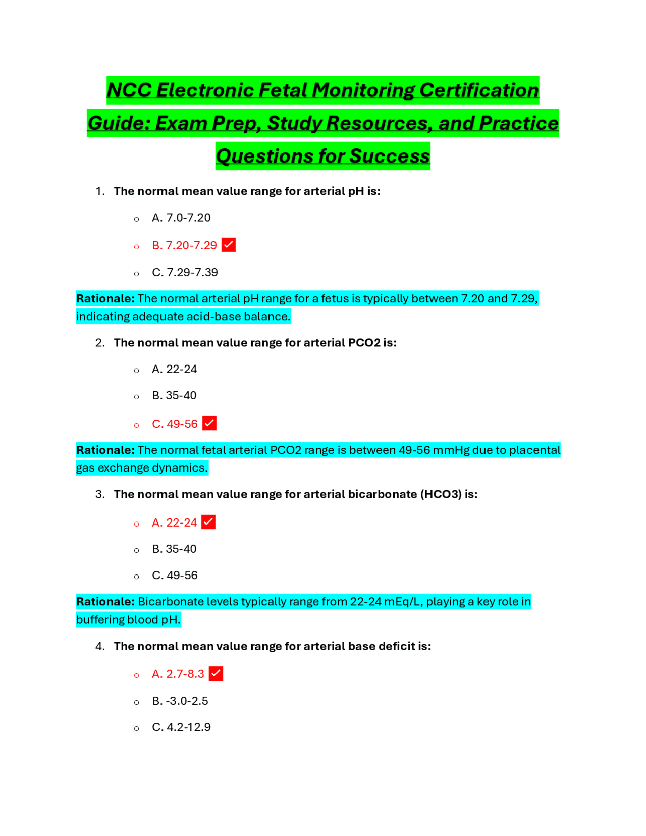 NCC Electronic Fetal Monitoring Certification Guide: Exam Prep, Study ...