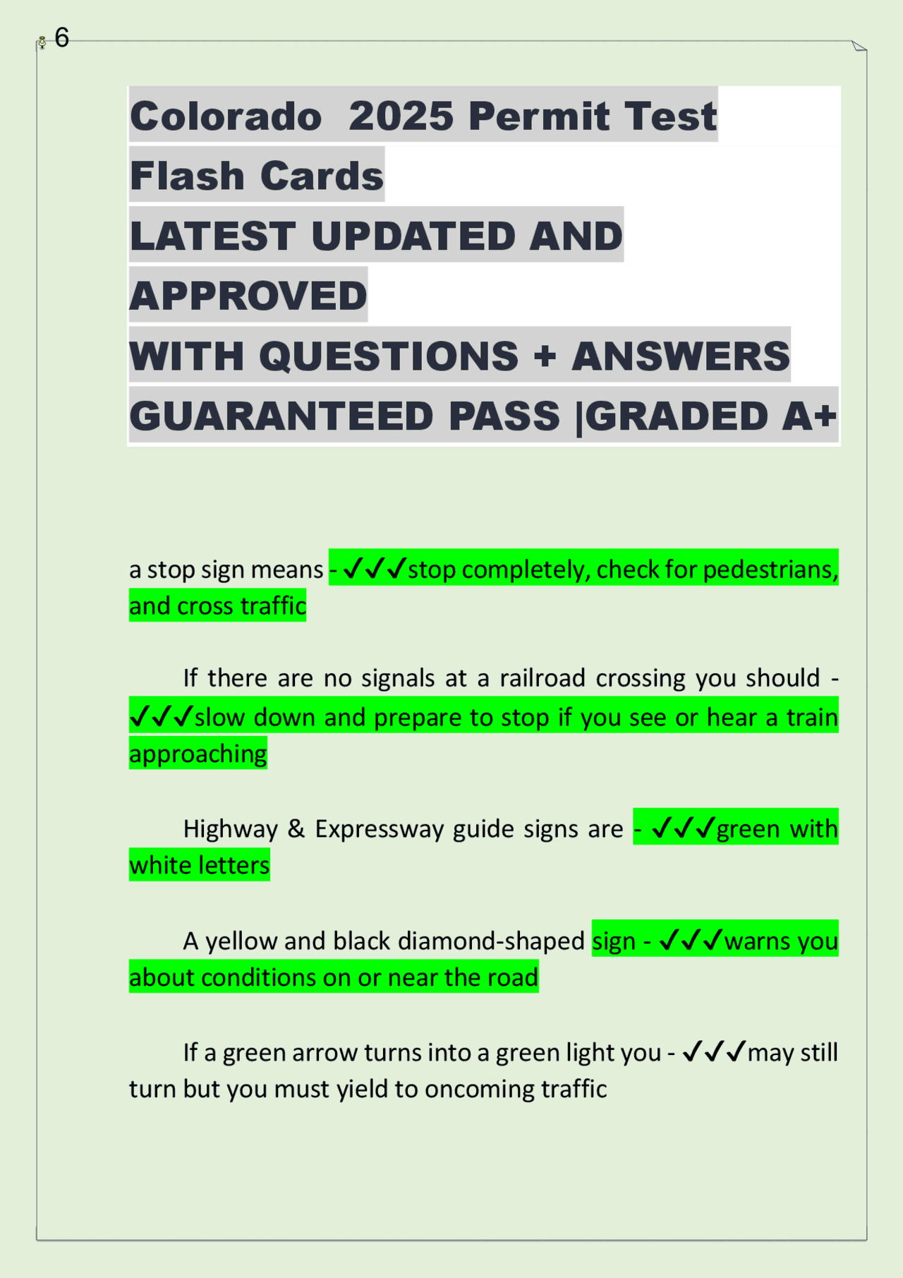 Colorado 2025 Driver's Permit Test: Questions and Answers | Exams ...