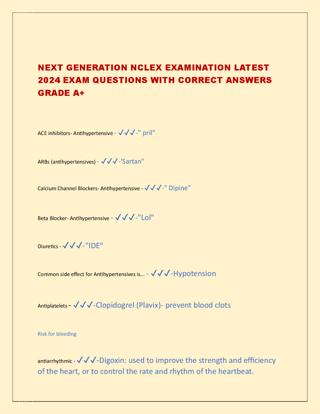NEXT GENERATION NCLEX EXAMINATION LATEST 2024 EXAM QUESTIONS WITH ...