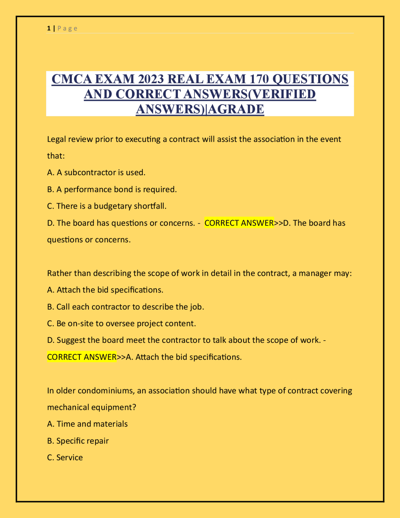CMCA EXAM 2023 REAL EXAM 170 QUESTIONS AND CORRECT ANSWERS(VERIFIED ANSWERS)|AGRADE | Exams ...