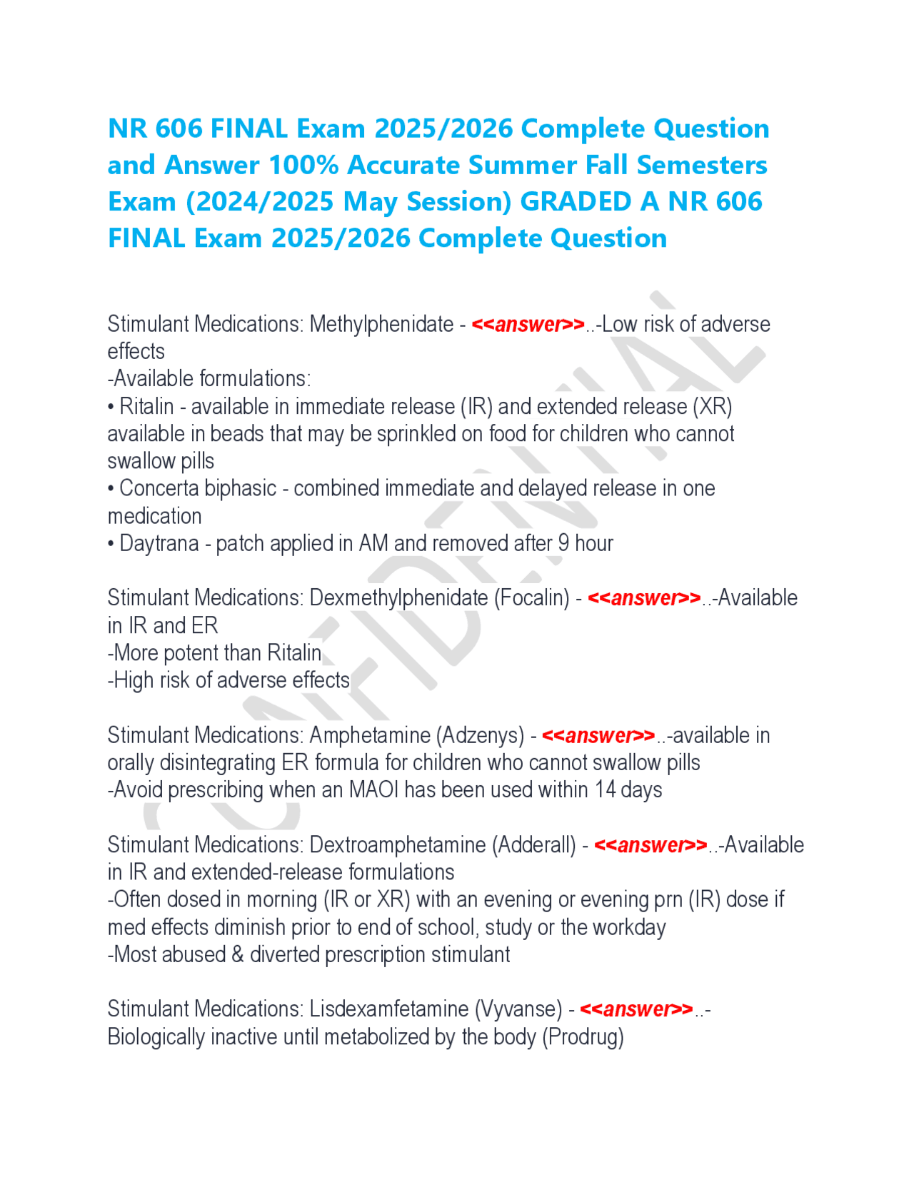 NR 606 FINAL Exam 2025/2026 Complete Question and Answer 100% Accurate Summer Fall Semest ...