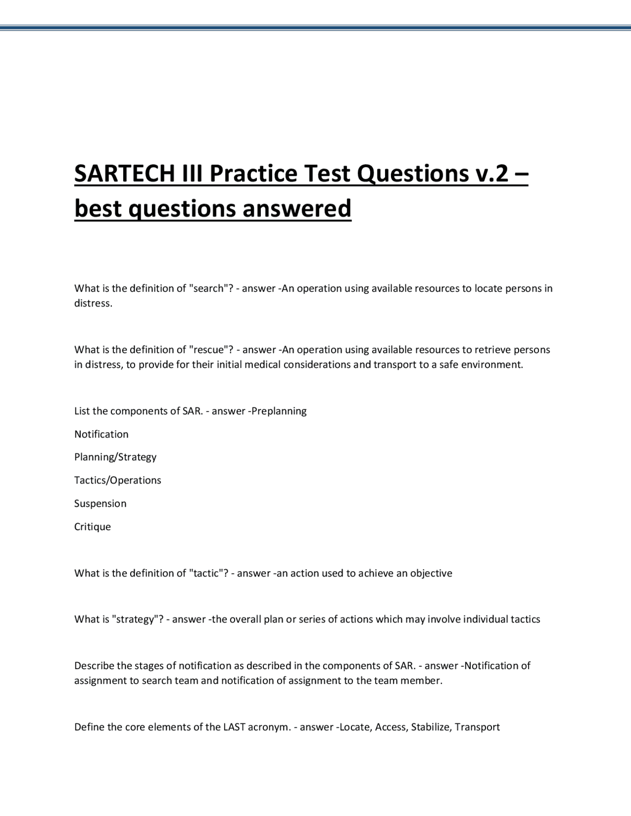 SARTECH III Practice Test Questions v.2 – best questions answered.pdf ...