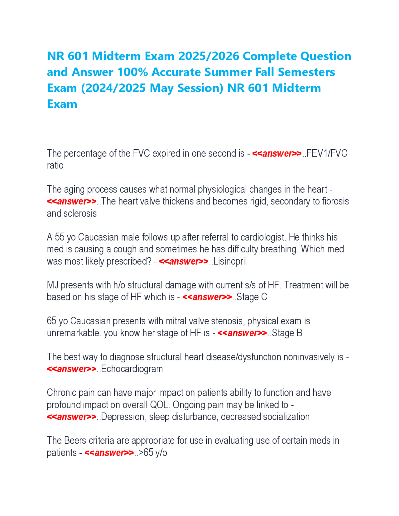 NR 601 Midterm Exam 2025/2026 Complete Question and Answer 100% Accurate Summer Fall Seme ...
