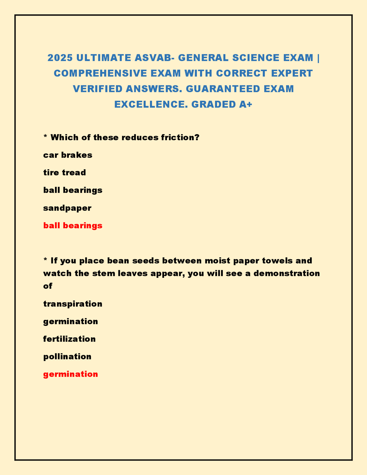 2025 ULTIMATE ASVAB- GENERAL SCIENCE EXAM | COMPREHENSIVE EXAM WITH ...