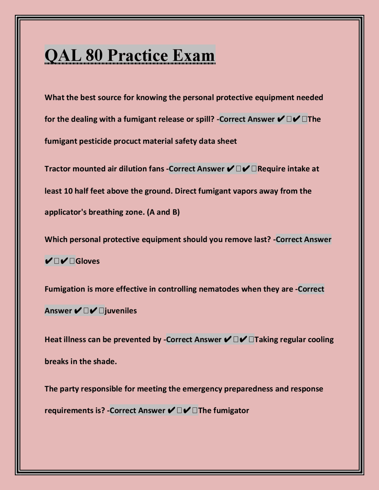 QAL 80 Master Your Exam: Premium Practice Questions & Solutions | Exams ...