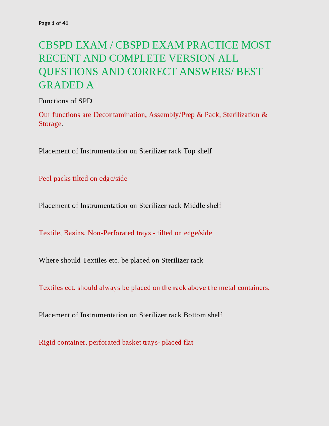 CBSPD EXAM / CBSPD EXAM PRACTICE MOST RECENT AND COMPLETE VERSION ALL ...