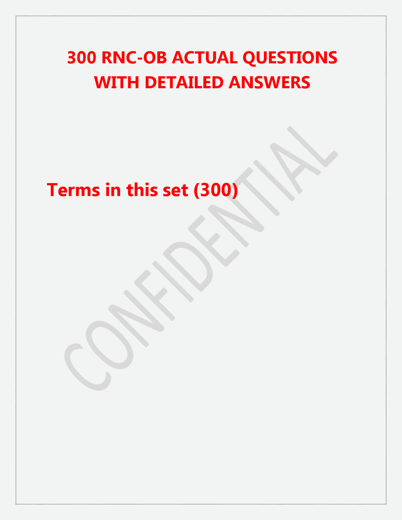 300 RNC-OB Practice Questions with Answers | Exams Nursing | Docsity