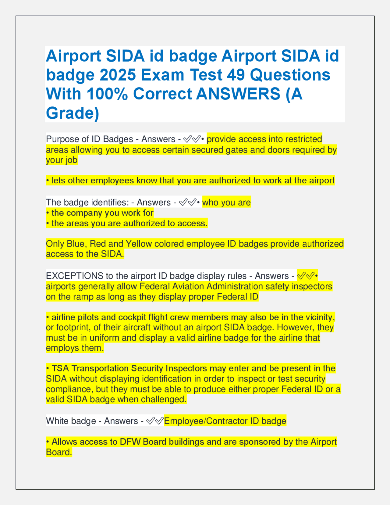 security badge exam