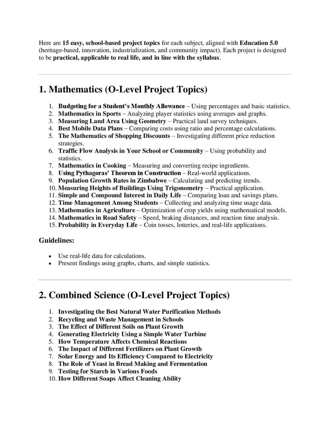 Zim school based projects | Schemes and Mind Maps English | Docsity