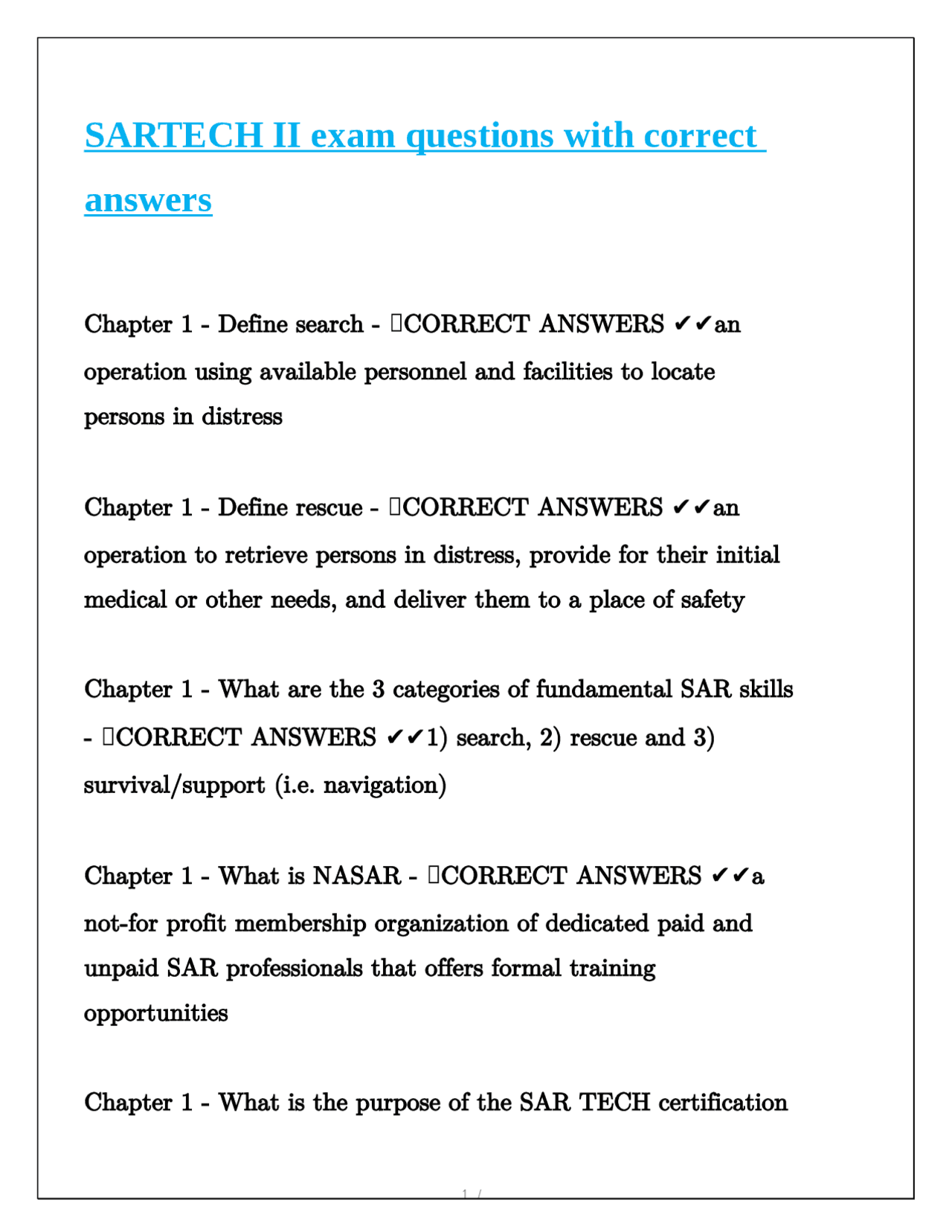 SARTECH II exam questions with correct answers | Exams Community ...