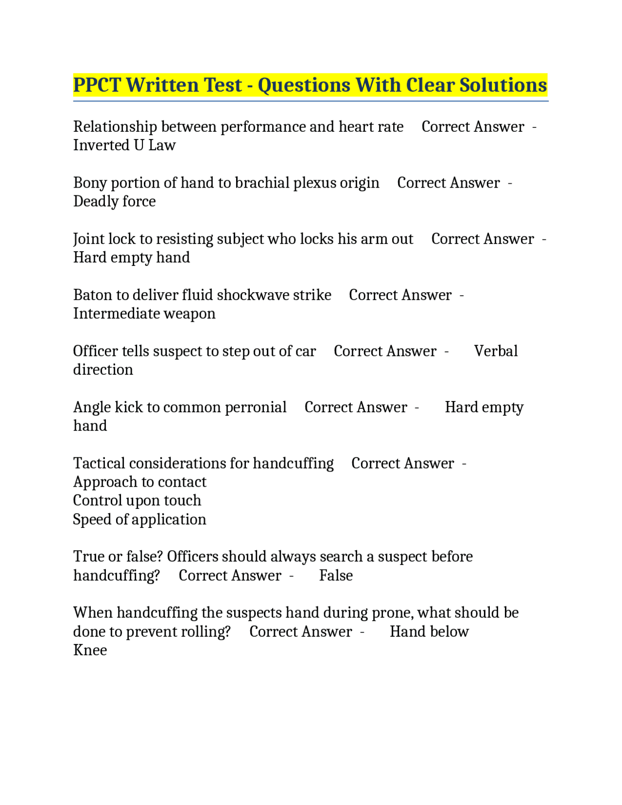 PPCT Written Test - Questions With Clear Solutions | Exams Public ...