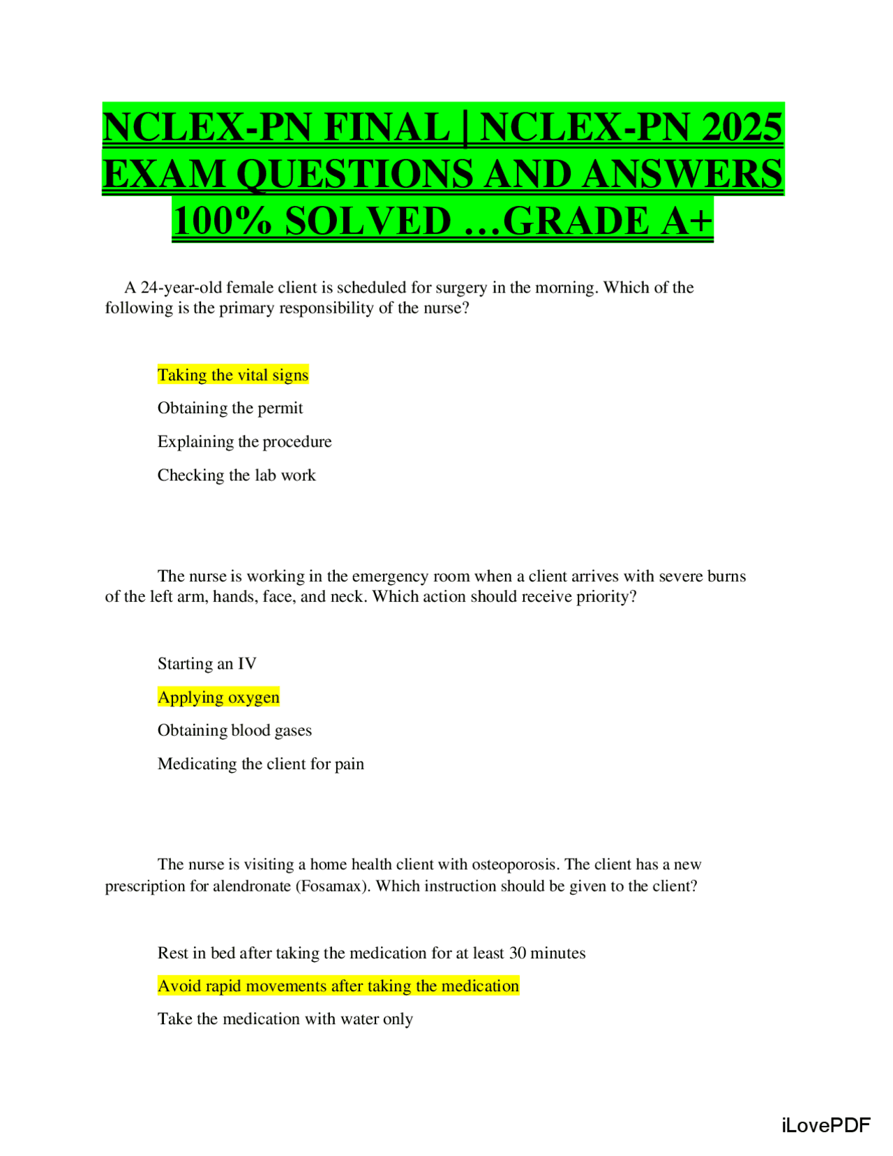 NCLEX-PN Practice Questions and Answers: A Comprehensive Review for ...