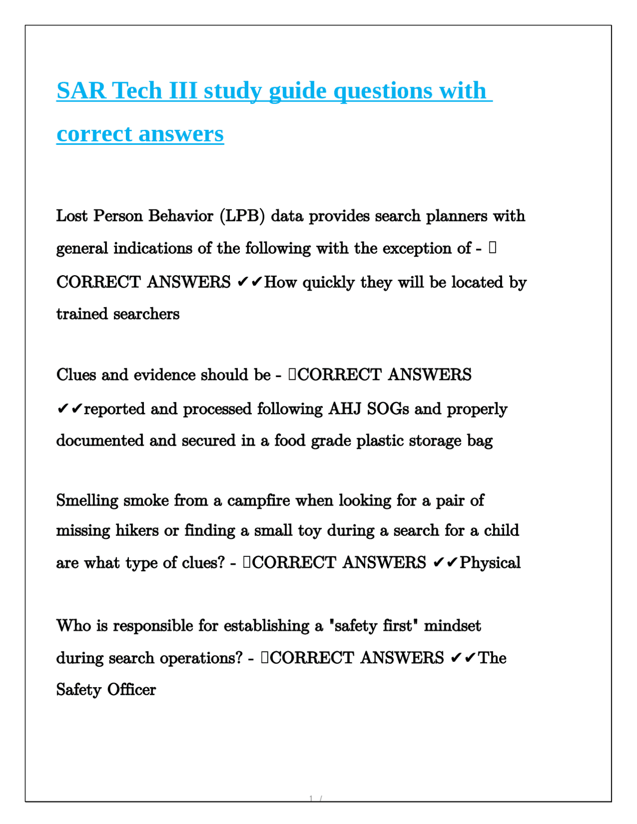 SAR Tech III study guide questions with correct answers | Exams ...