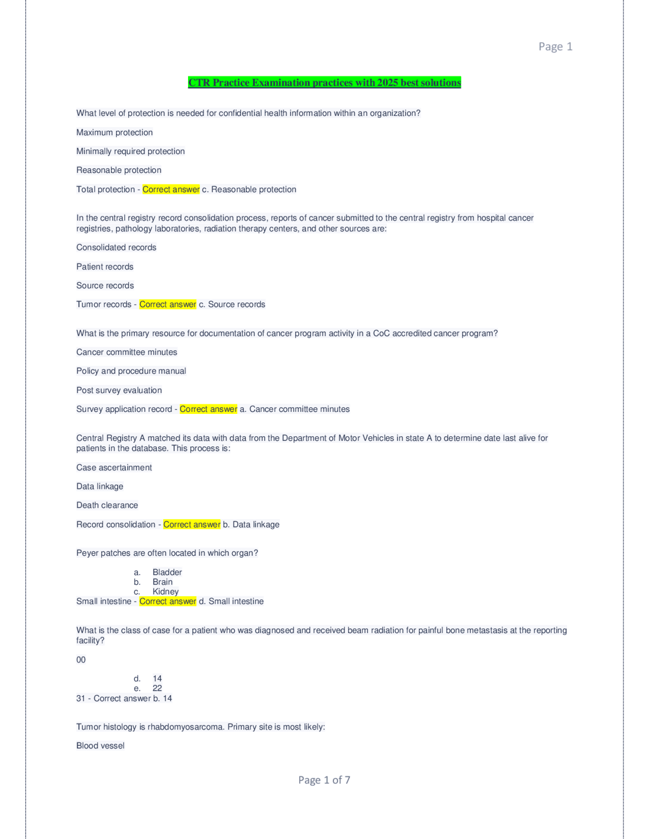 CTR Practice Examination practices with 2025 best solutions | Exams ...