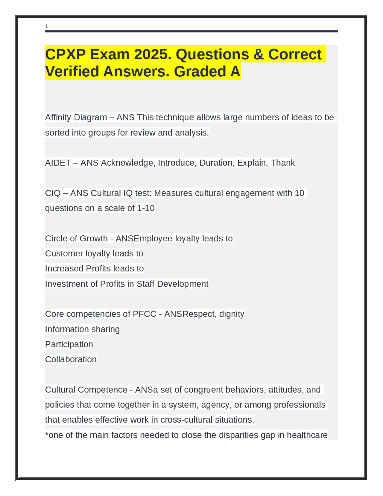 CPXP Exam 2025. Questions & Correct Verified Answers. Graded A | Exams ...